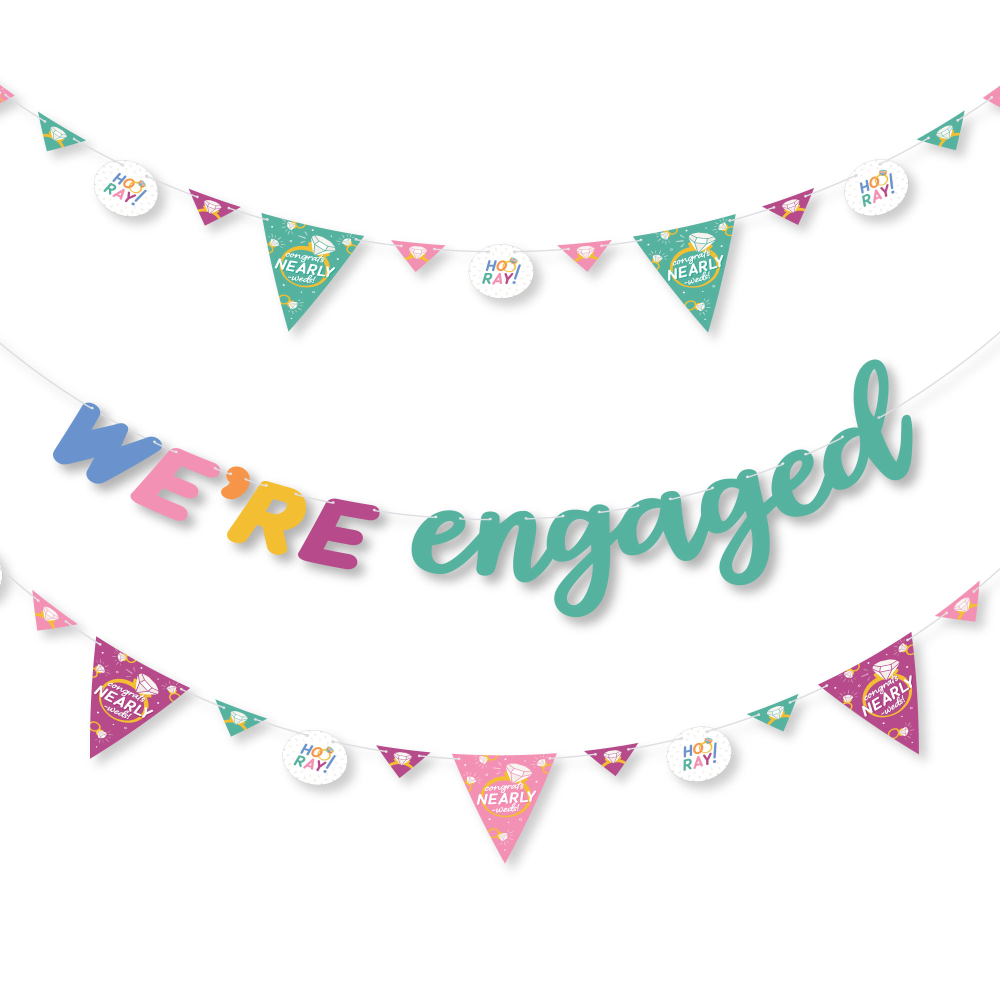 Big Dot of Happiness Just Engaged - Colorful - Engagement Party Letter ...