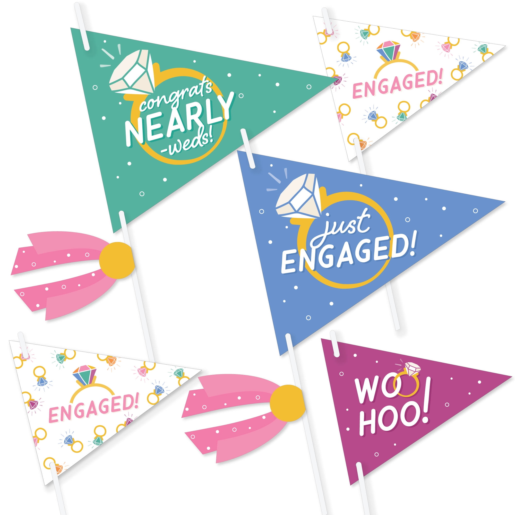 Big Dot of Happiness Just Engaged - Colorful - Triangle Engagement ...
