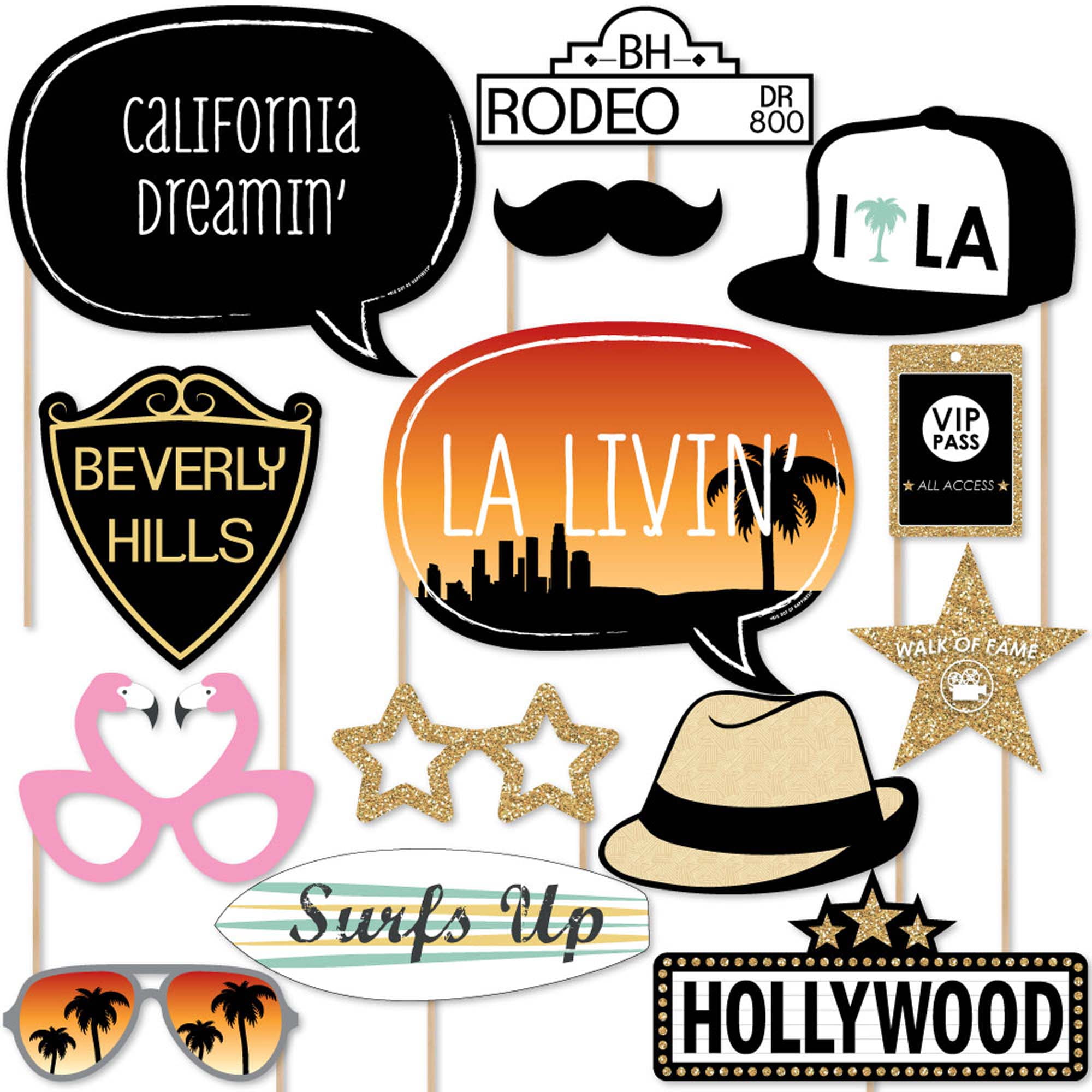 Big Dot of Happiness LA Livin' - Hollywood California Party Booth Props ...