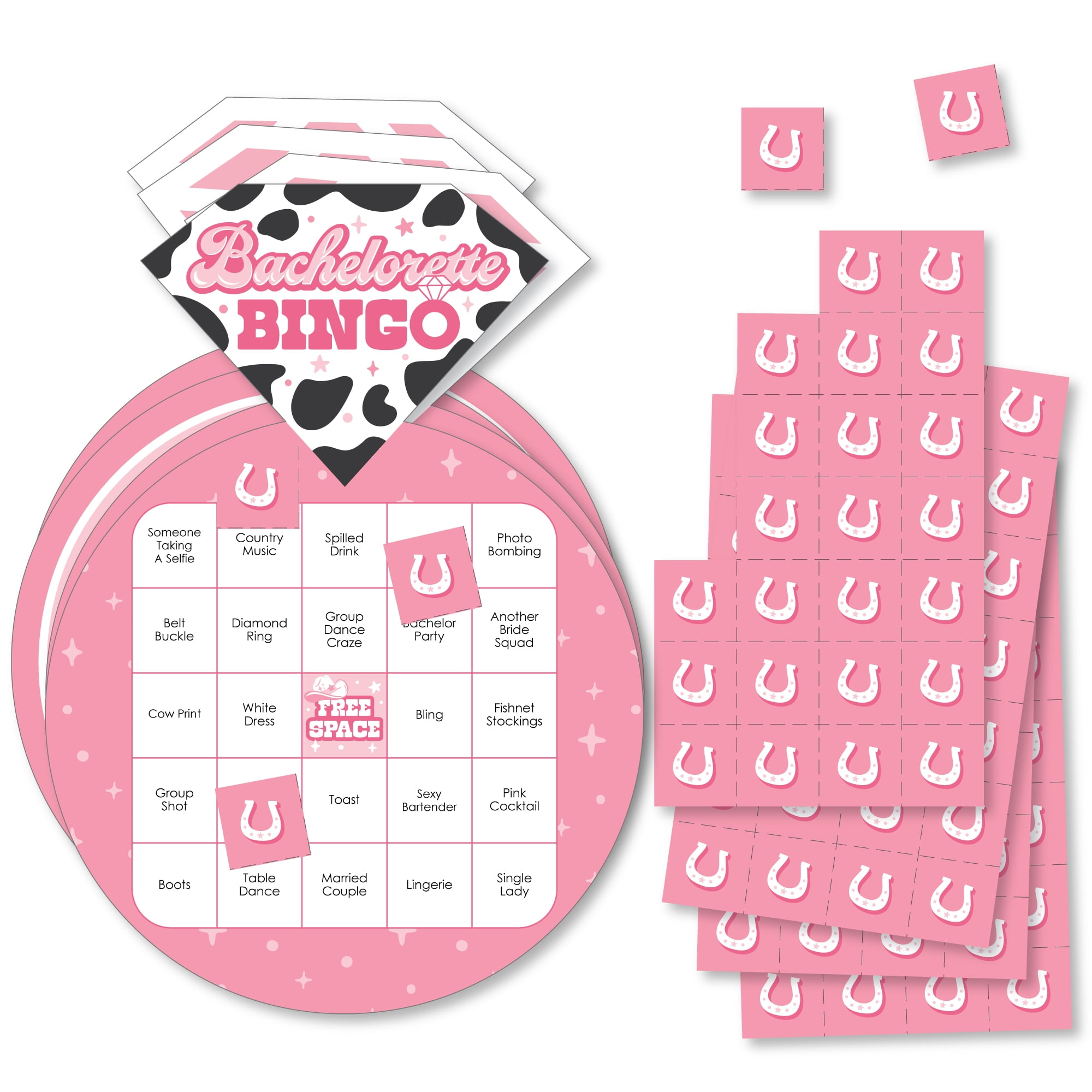 Big Dot of Happiness Last Rodeo - Bar Bingo Cards and Markers - Pink ...