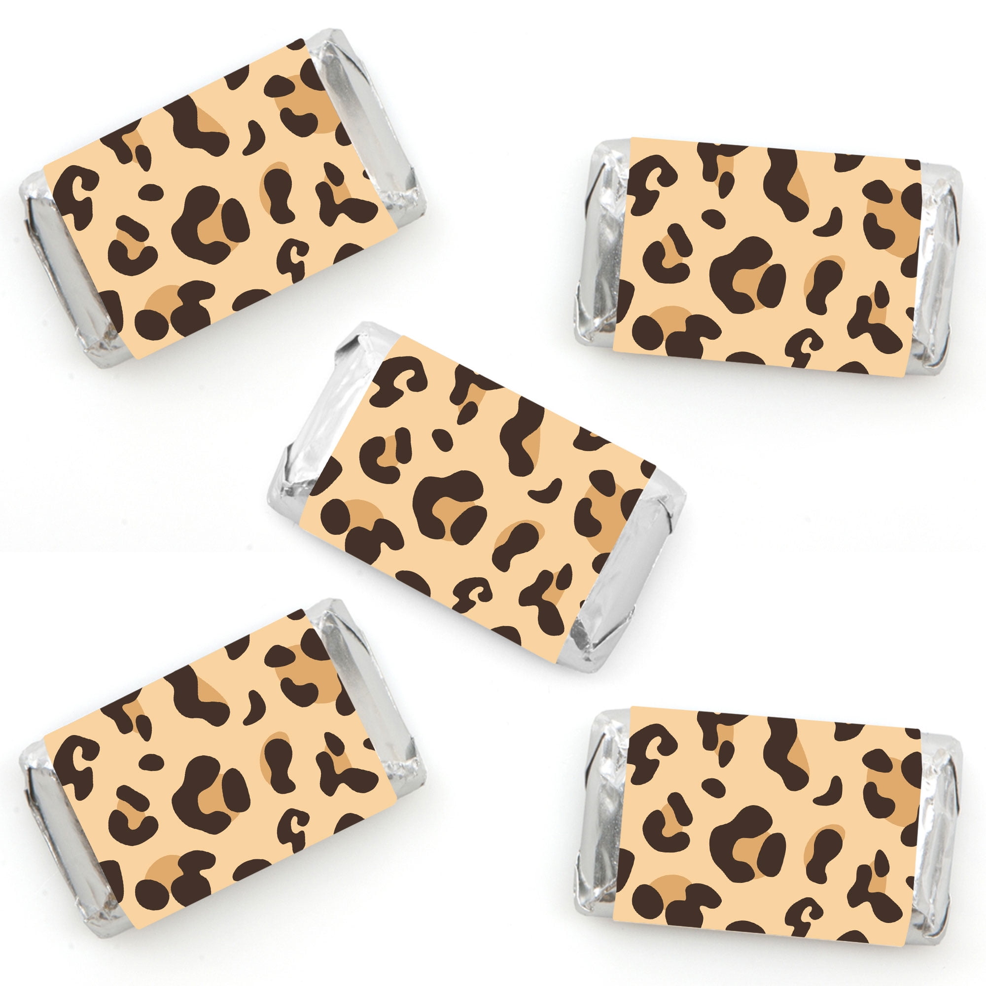 Big Dot of Happiness Leopard Print - Mini Candy Bar Wrapper Stickers ...