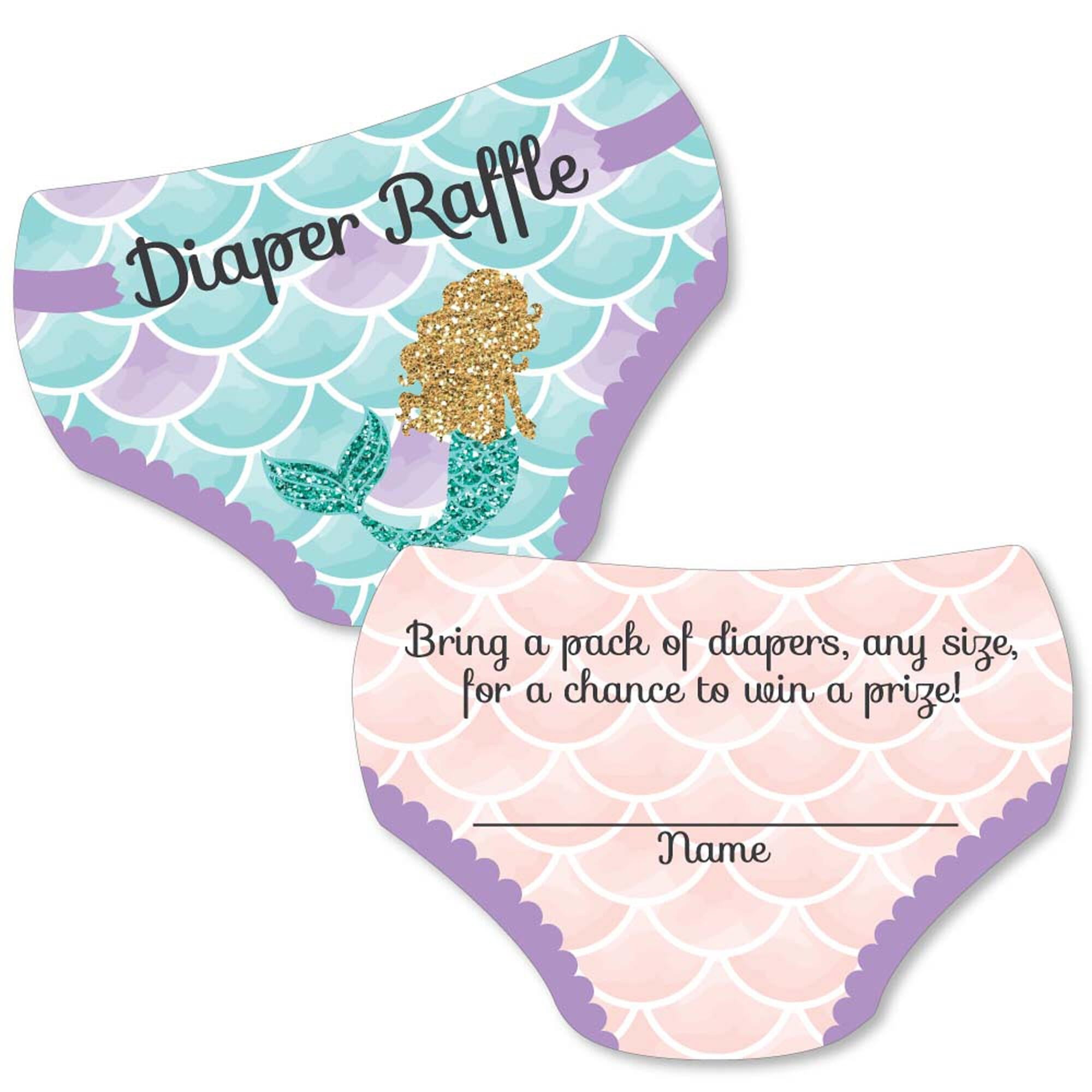 Big Dot of Happiness Let's Be Mermaids - Diaper Shaped Raffle Ticket ...