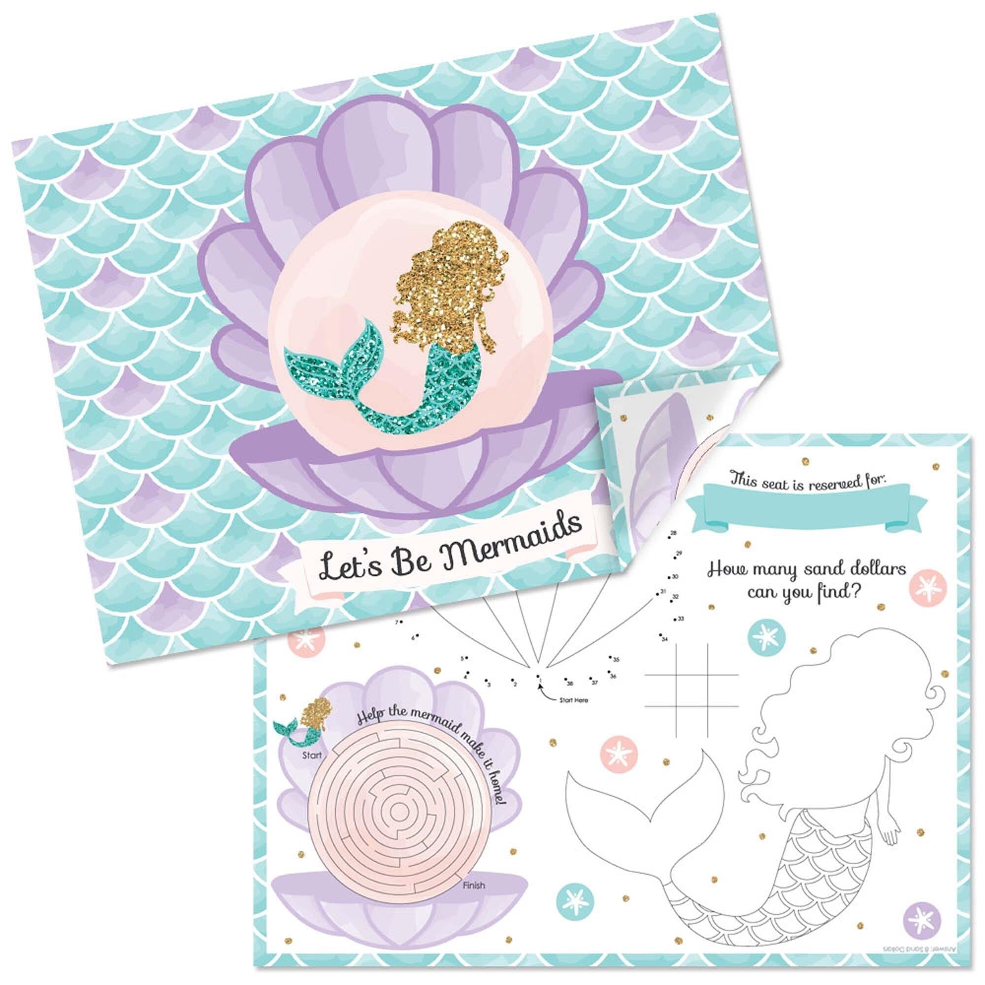 Big Dot of Happiness Let's Be Mermaids - Paper Birthday Party Coloring ...