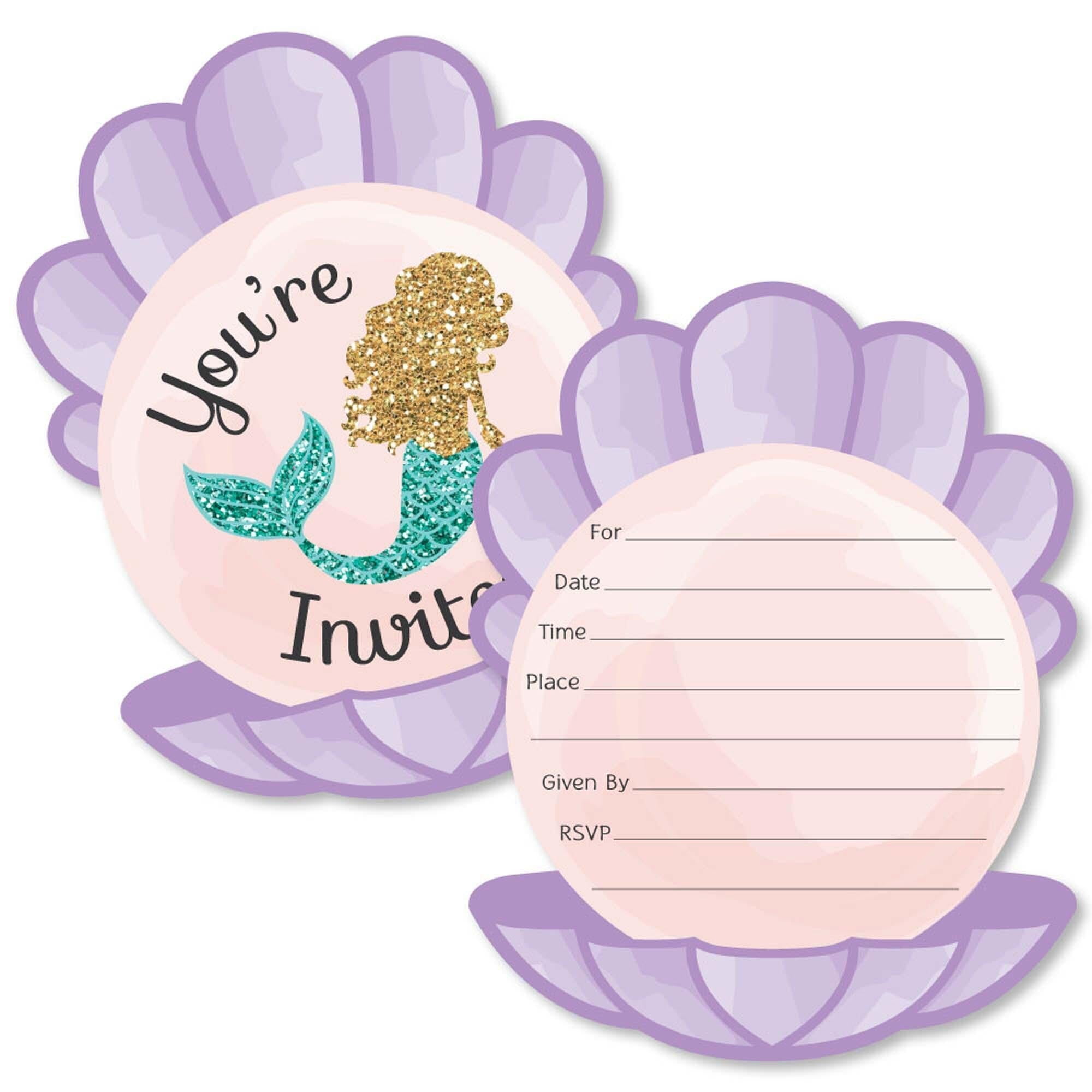 Big Dot of Happiness Let's Be Mermaids - Shaped Fill-in Invitations ...