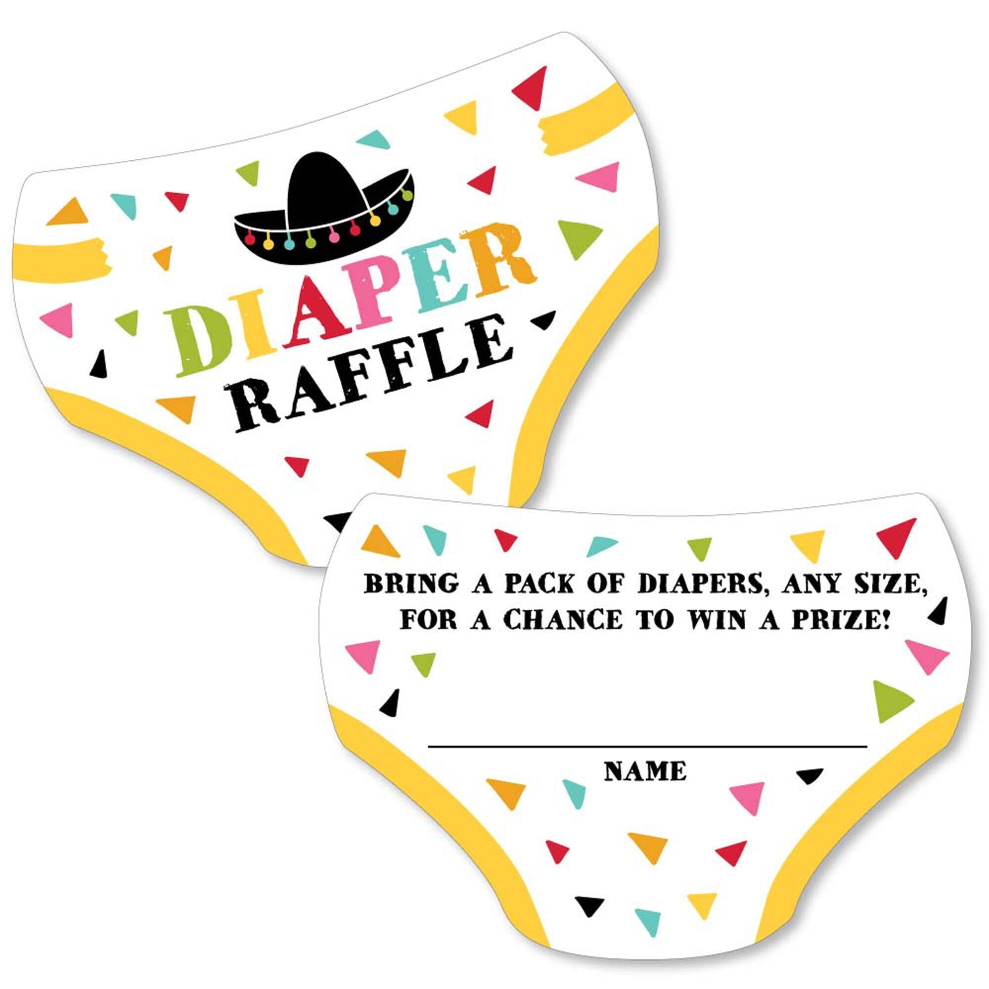 Big Dot of Happiness Let's Fiesta - Diaper Shaped Raffle Ticket Inserts ...