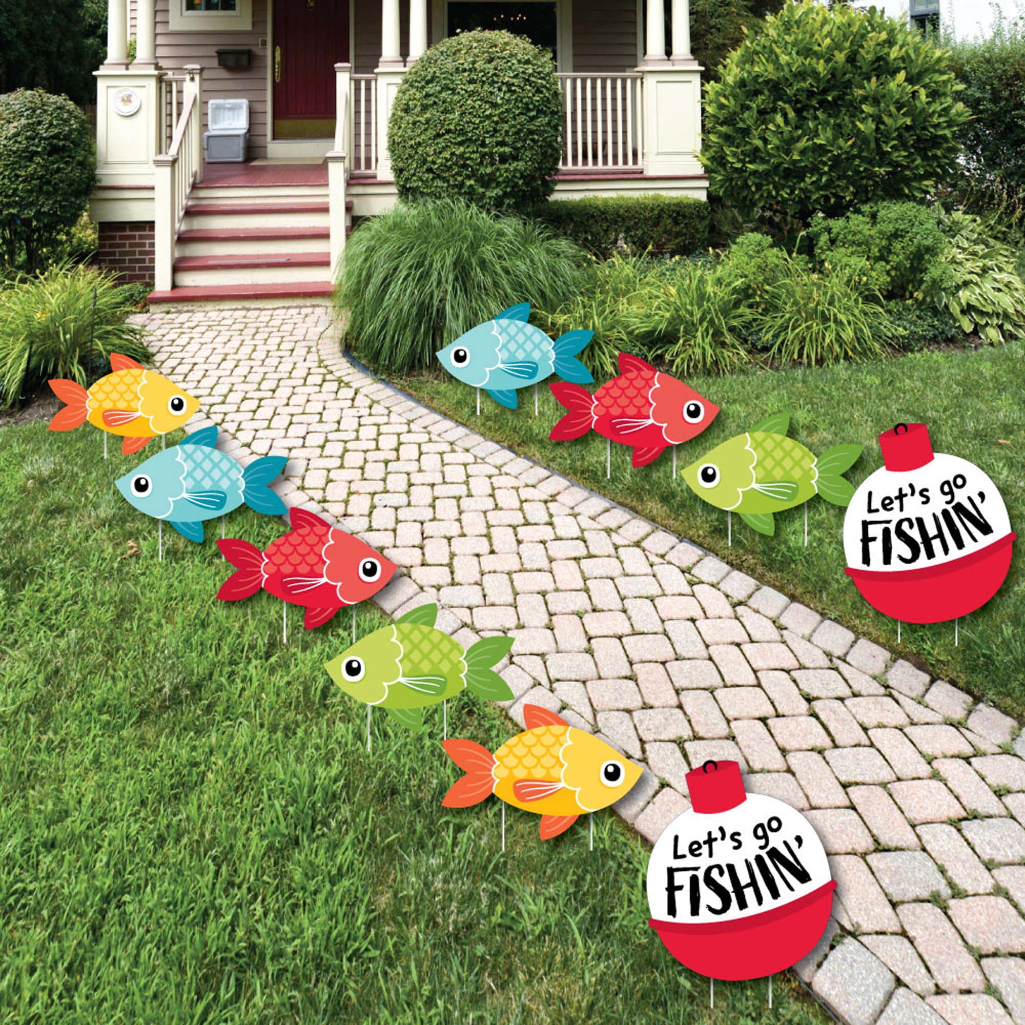 Big Dot of Happiness Let's Go Fishing - Bobber Lawn Decorations ...