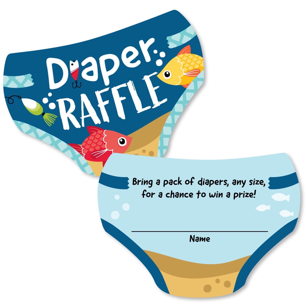 Big Dot of Happiness Let's Go Fishing - Diaper Shaped Raffle Ticket ...