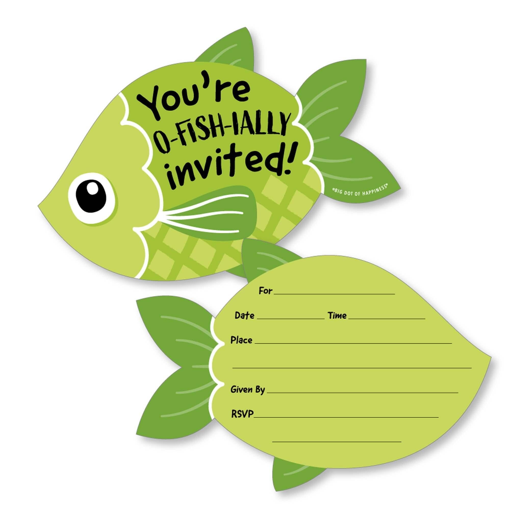 Big Dot of Happiness Let's Go Fishing - Shaped Fill-In Invites - Fish ...