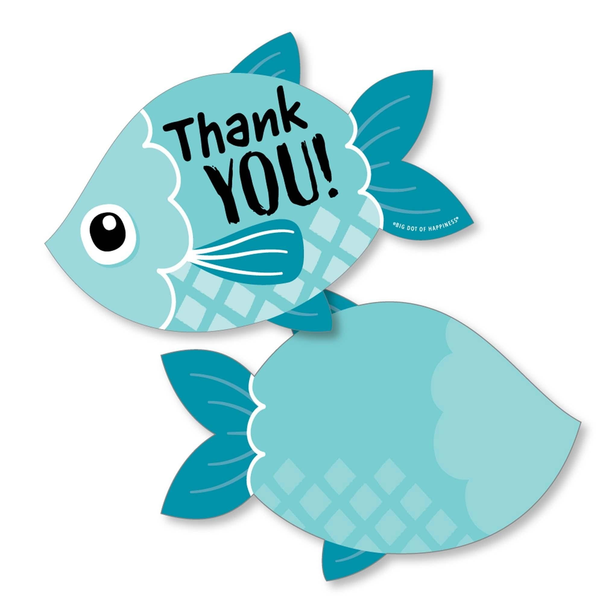 Big Dot of Happiness Let's Go Fishing - Shaped Thank You Cards - Fish ...