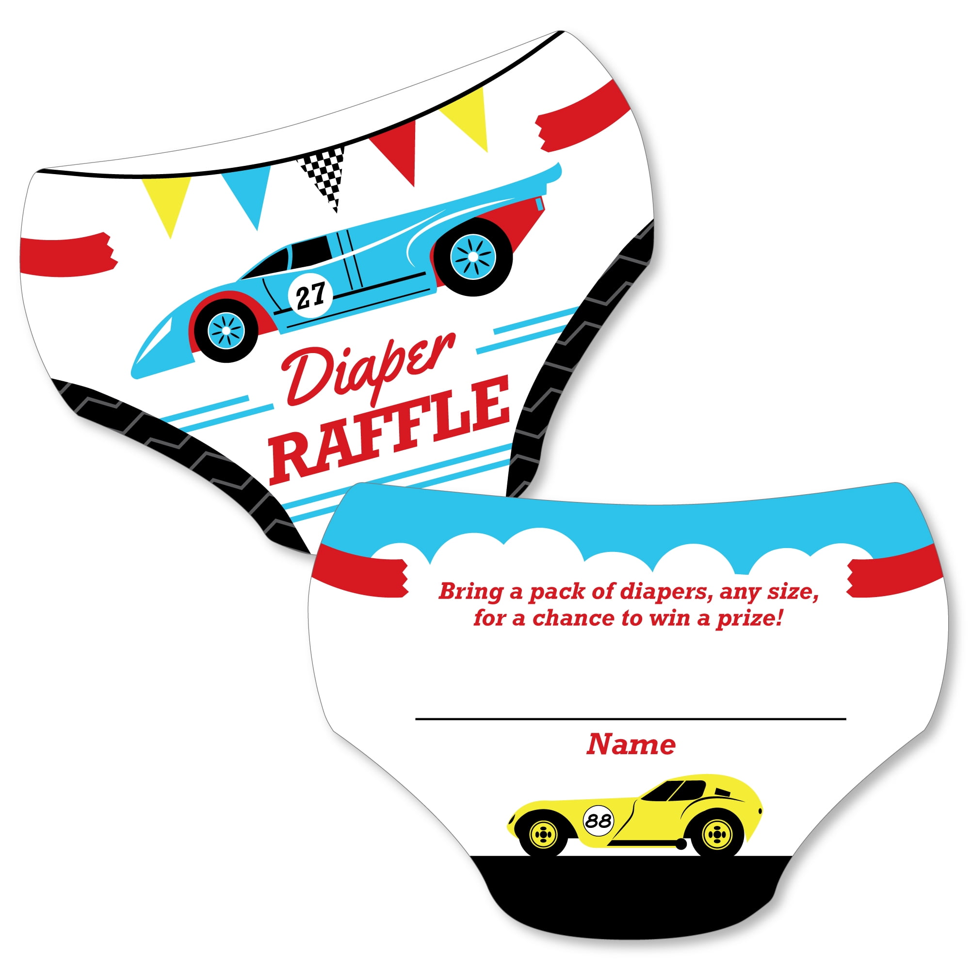 Big Dot of Happiness Let’s Go Racing - Racecar - Diaper Shaped Raffle ...