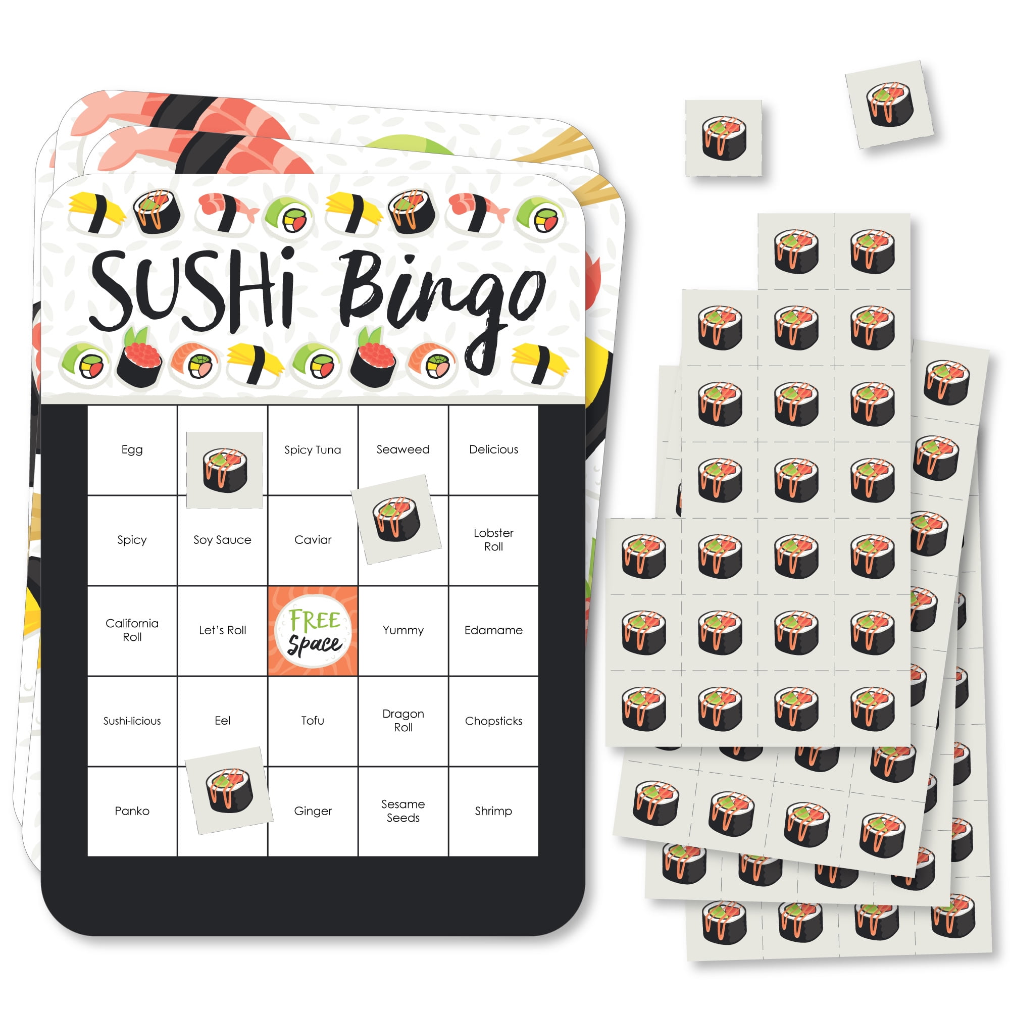 Big Dot of Happiness Let’s Roll - Sushi - Bingo Cards and Markers ...