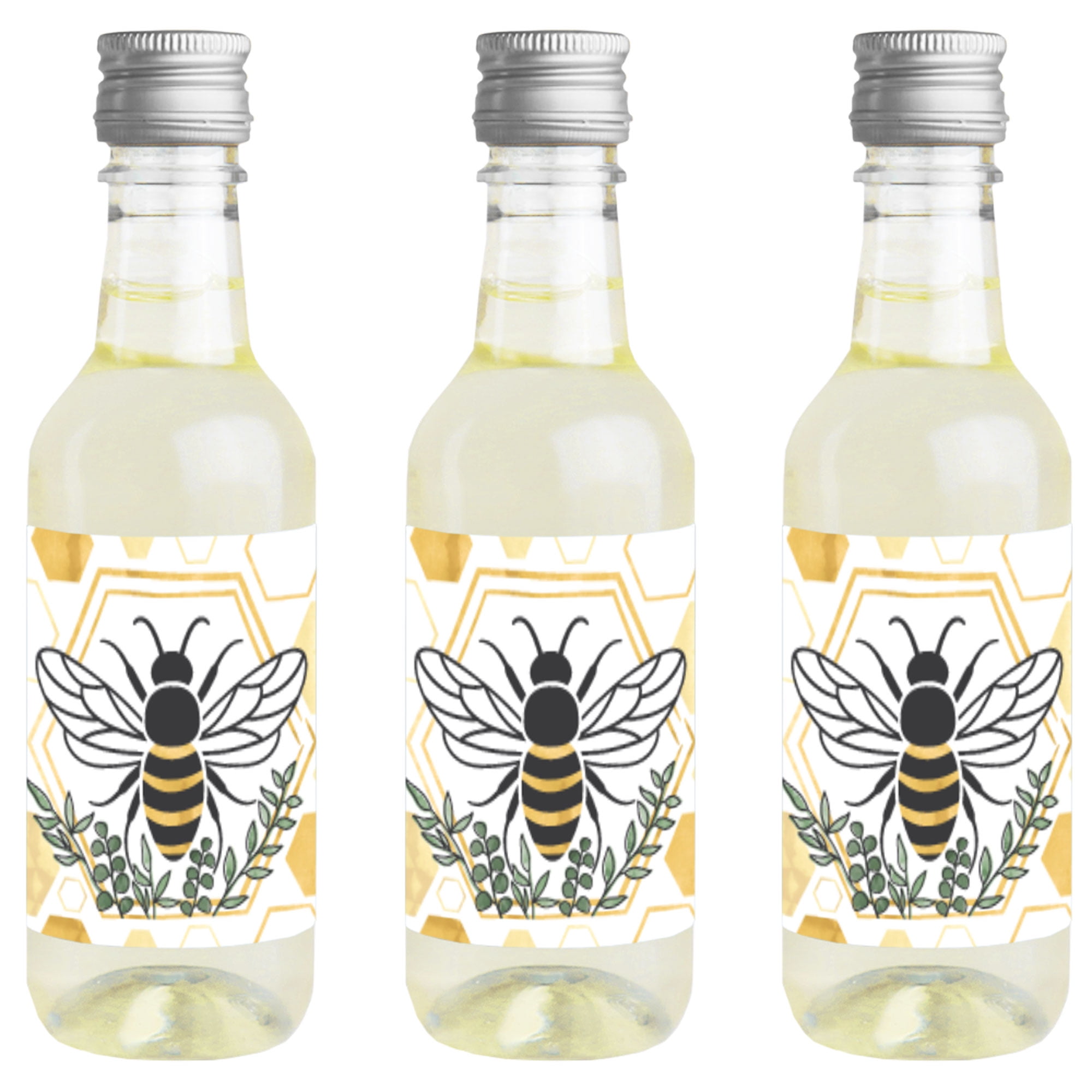 Big Dot of Happiness Little Bumblebee Mini Wine & Champagne Bottle ...