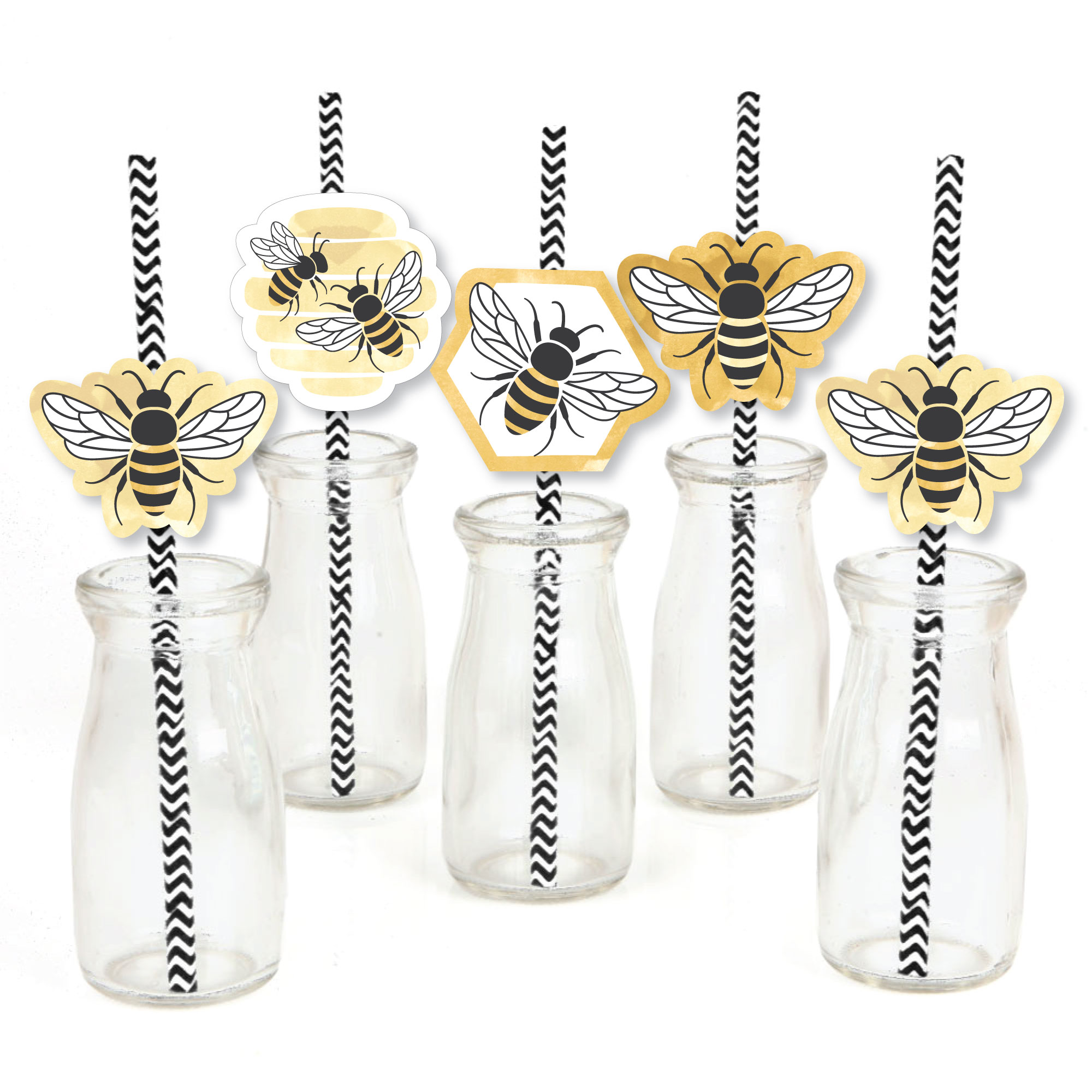 Big Dot of Happiness Little Bumblebee - Paper Straw Decor - Bee Baby ...