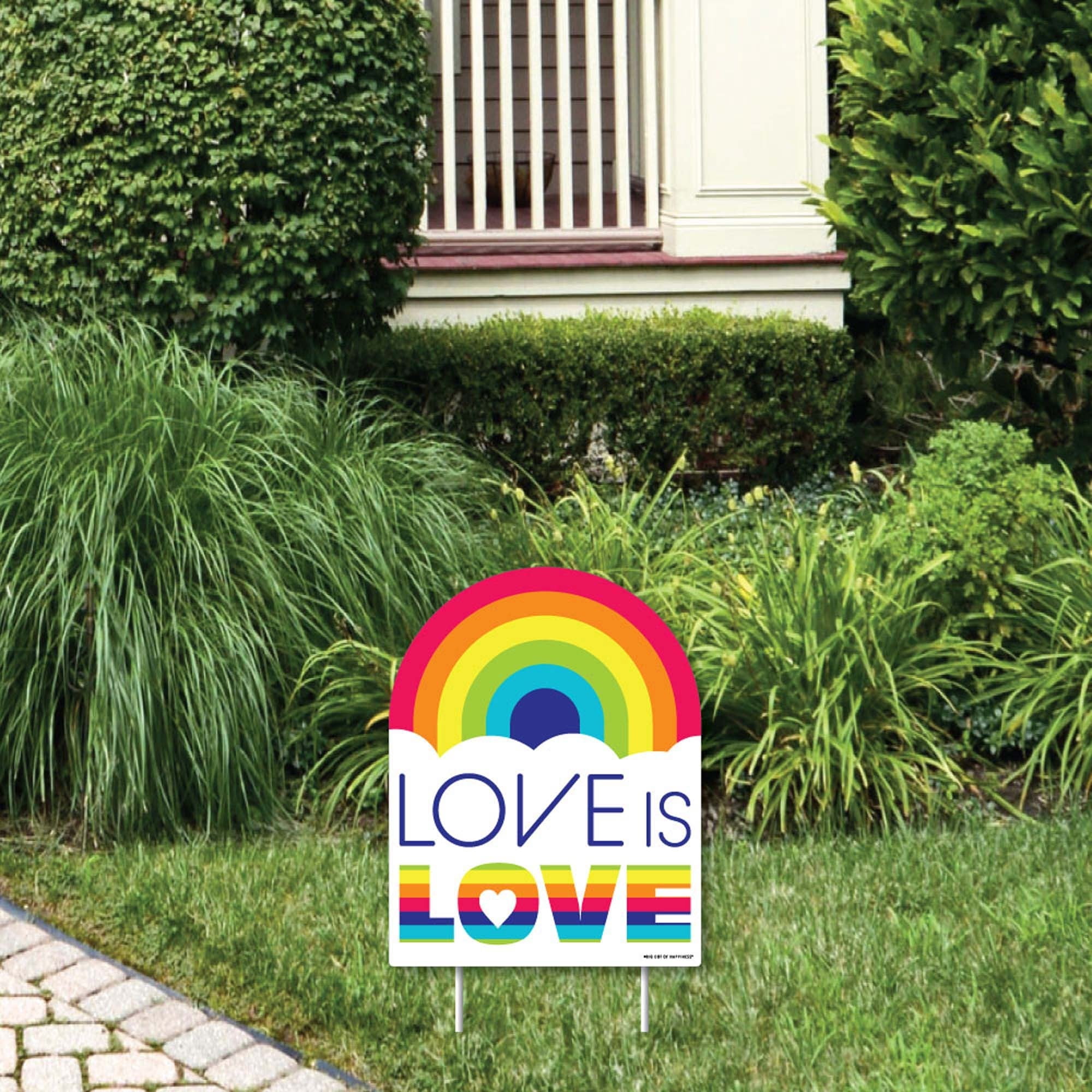 Big Dot of Happiness Love is Love - Pride - Outdoor Lawn Sign - Rainbow ...