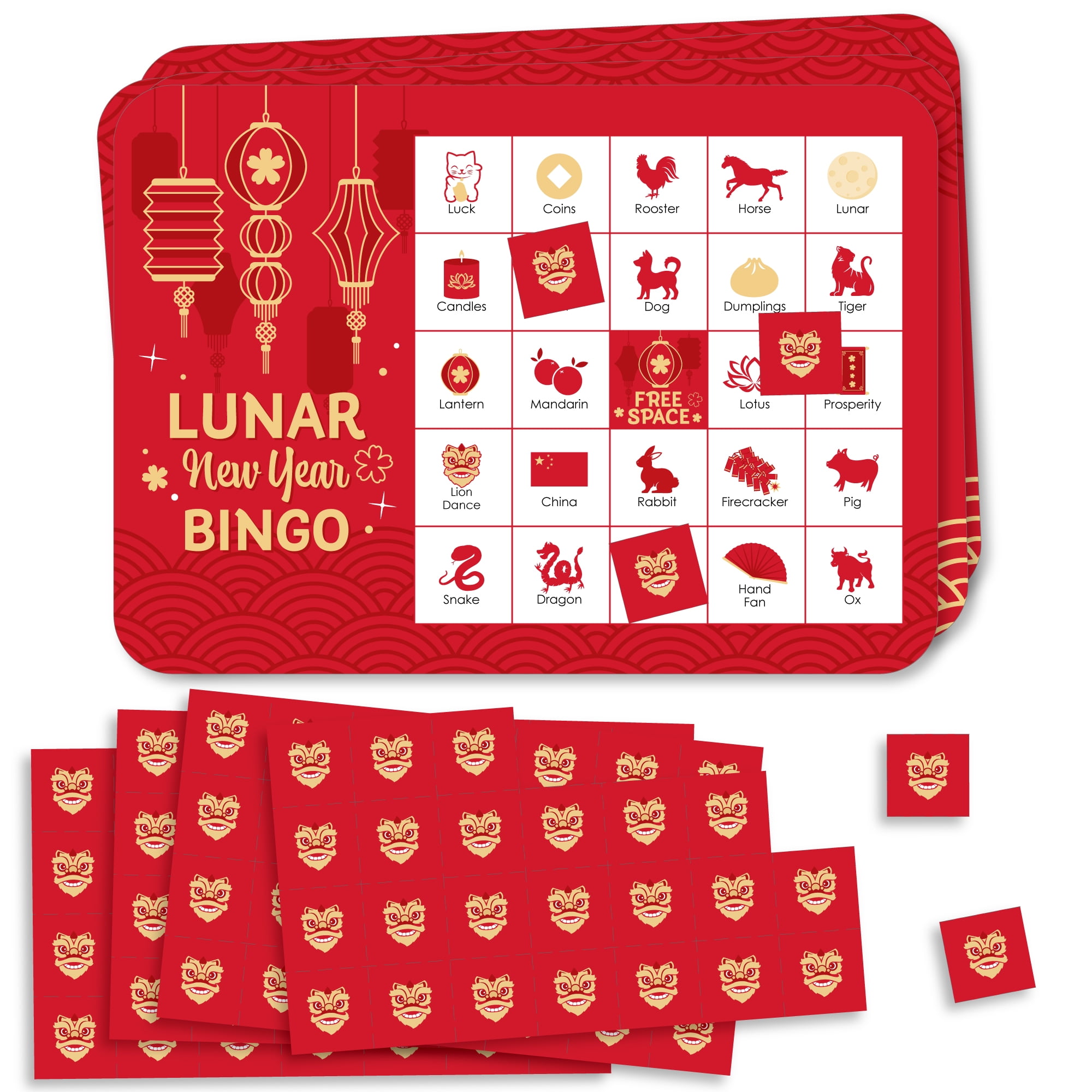 Big Dot of Happiness Lunar New Year - Picture Bingo Cards and Markers ...