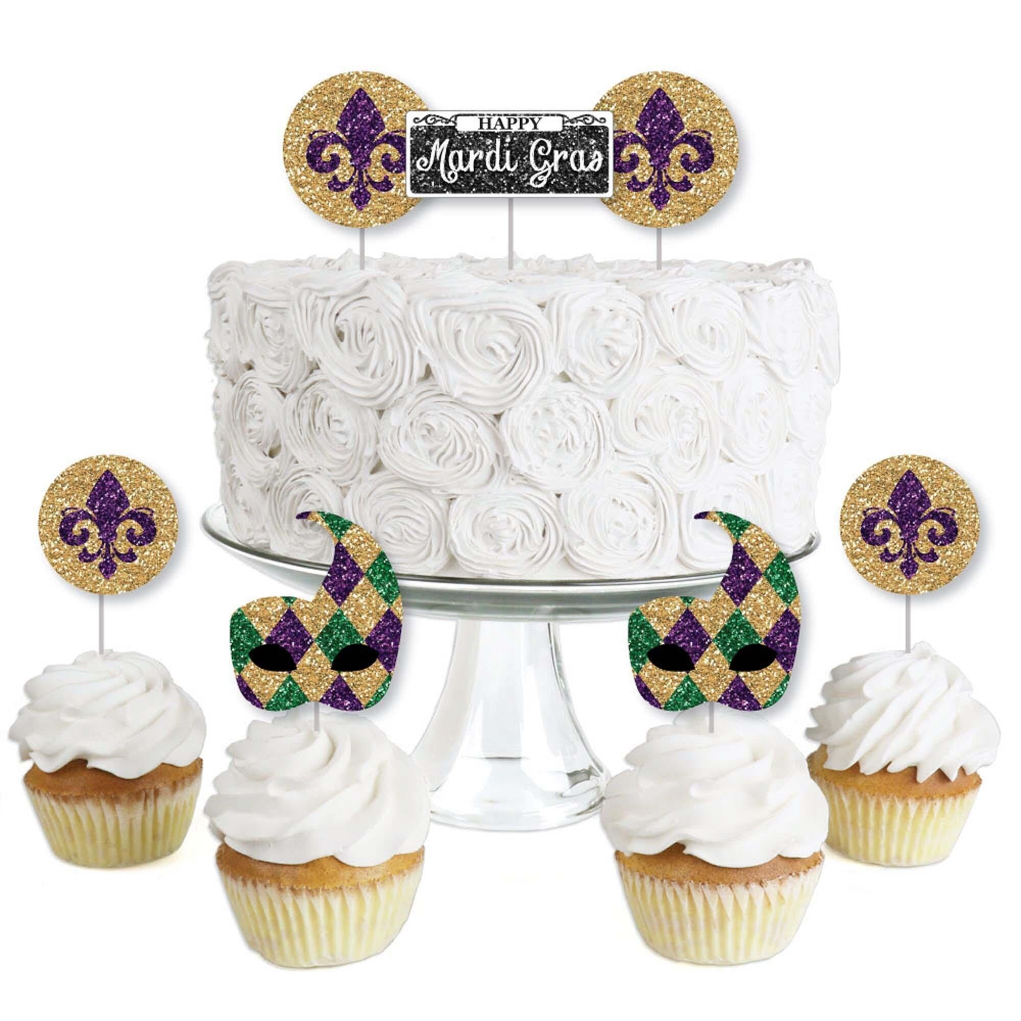 Big Dot of Happiness Mardi Gras - Dessert Cupcake Toppers - Masquerade ...