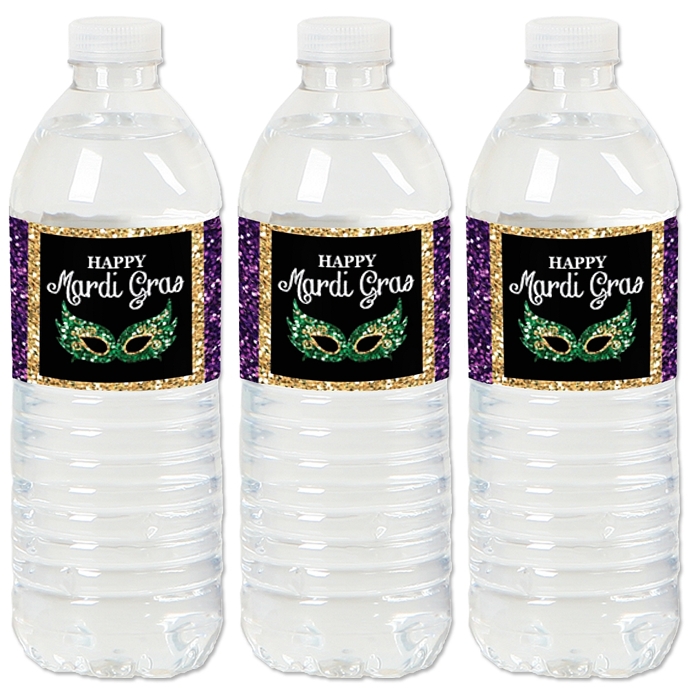 Big Dot of Happiness Mardi Gras - Masquerade Party Water Bottle Sticker ...
