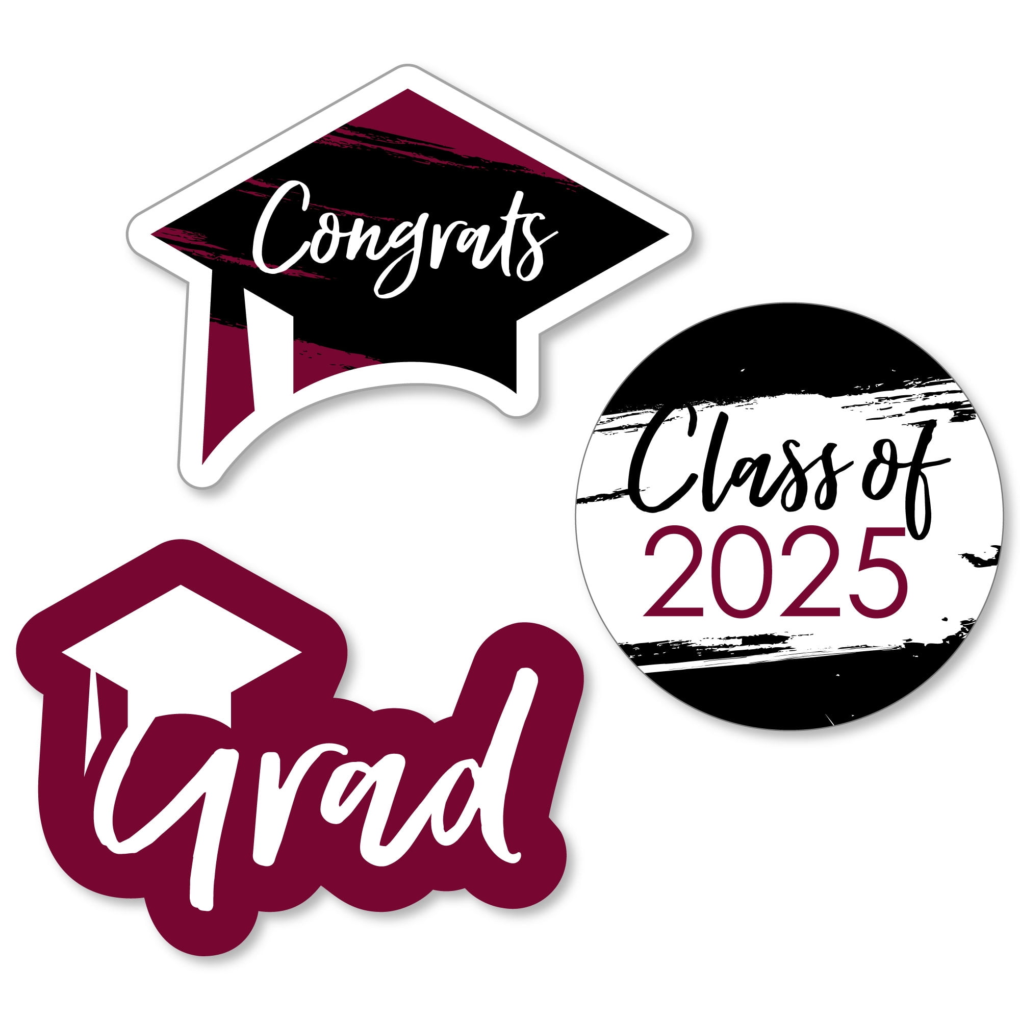 Big Dot of Happiness Maroon 2025 Graduation Party - DIY Shaped Cut-Outs ...