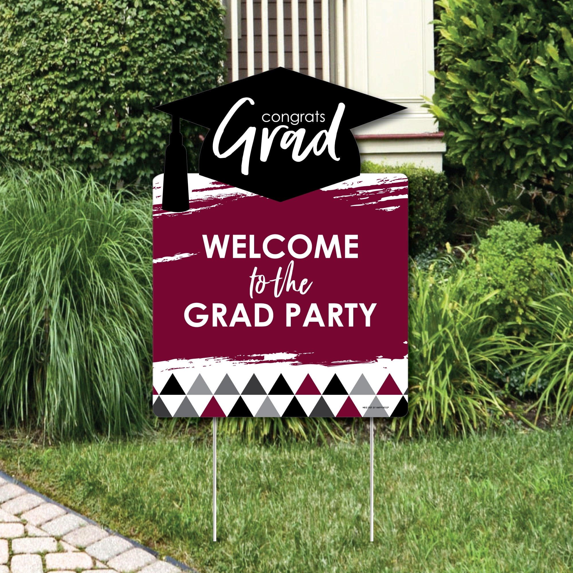 Big Dot of Happiness Maroon Graduation Party Decorations - Grad Party ...