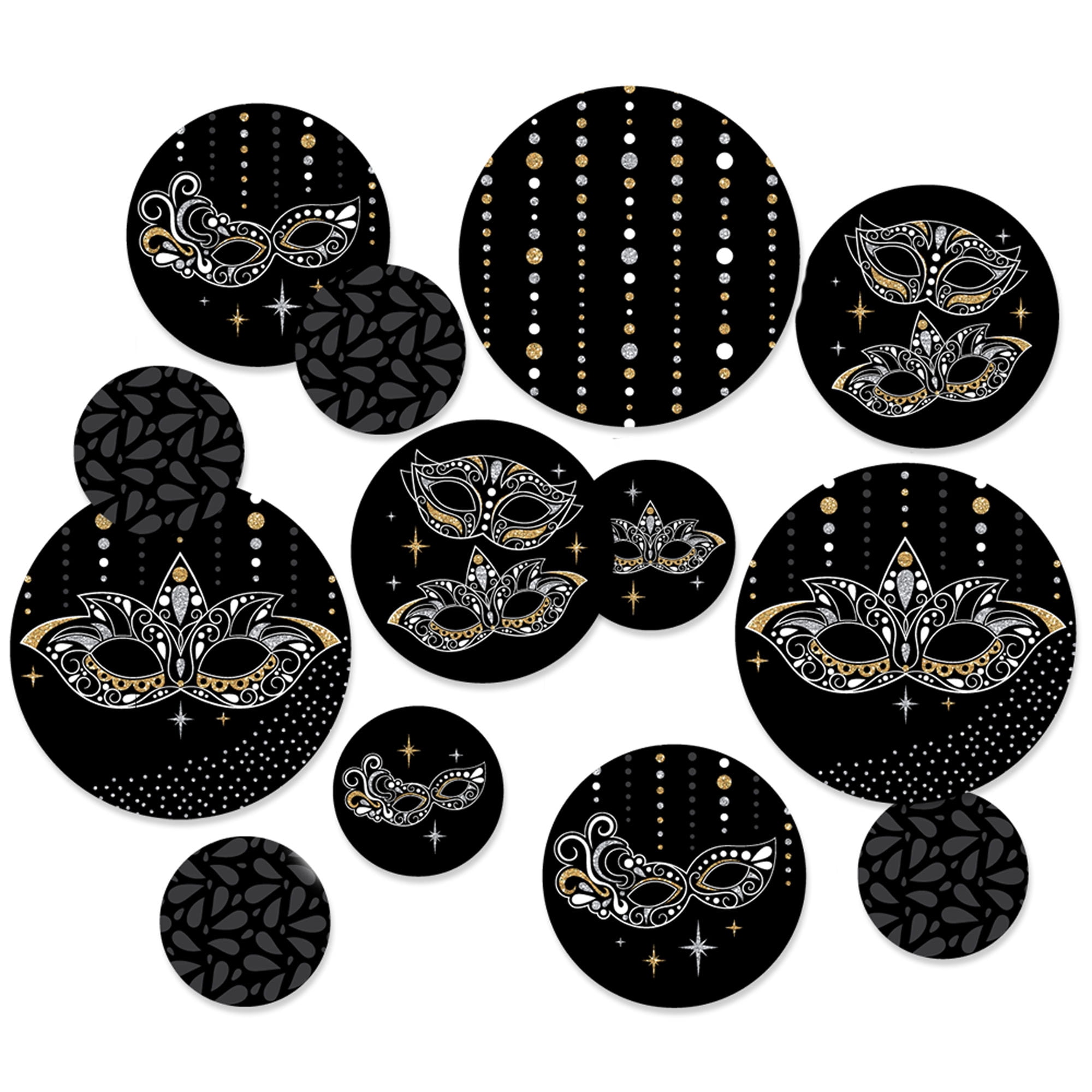 Big Dot of Happiness Masquerade - Mask Party Giant Circle Confetti ...