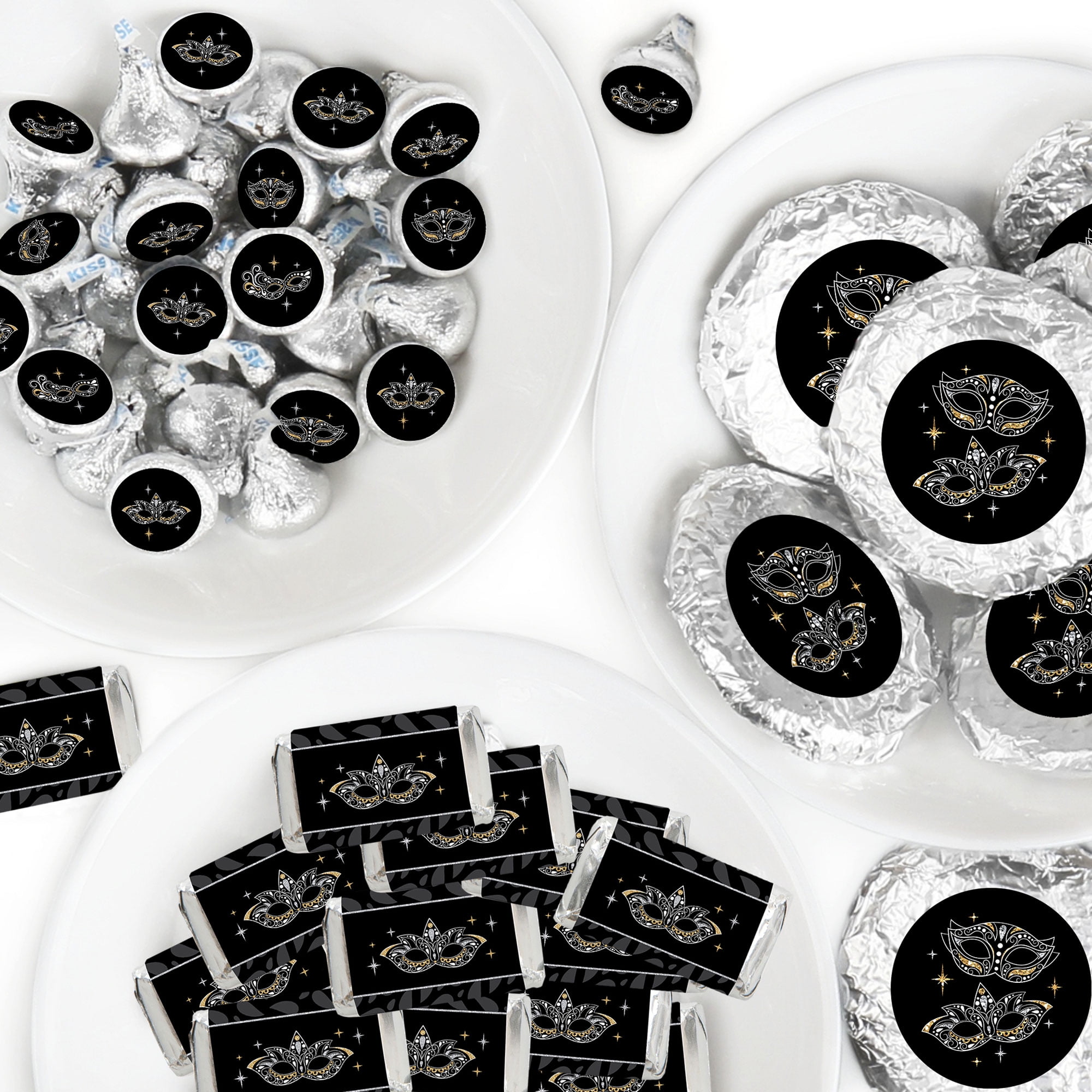 Big Dot of Happiness Masquerade - Mini Candy Bar Wrappers, Round Candy ...