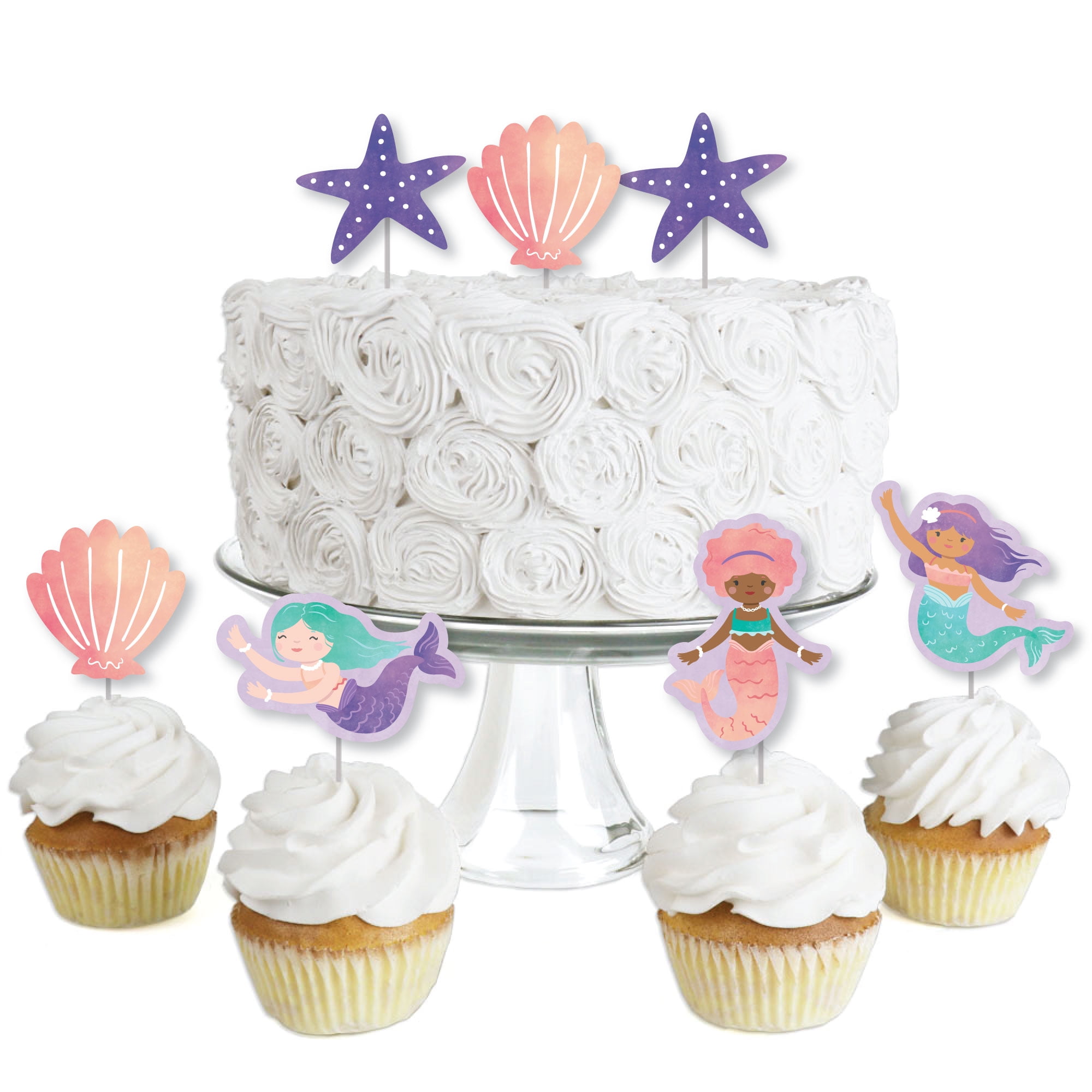 Big Dot of Happiness Mermaid Dessert Cupcake Cake Toppers, Mermaids ...