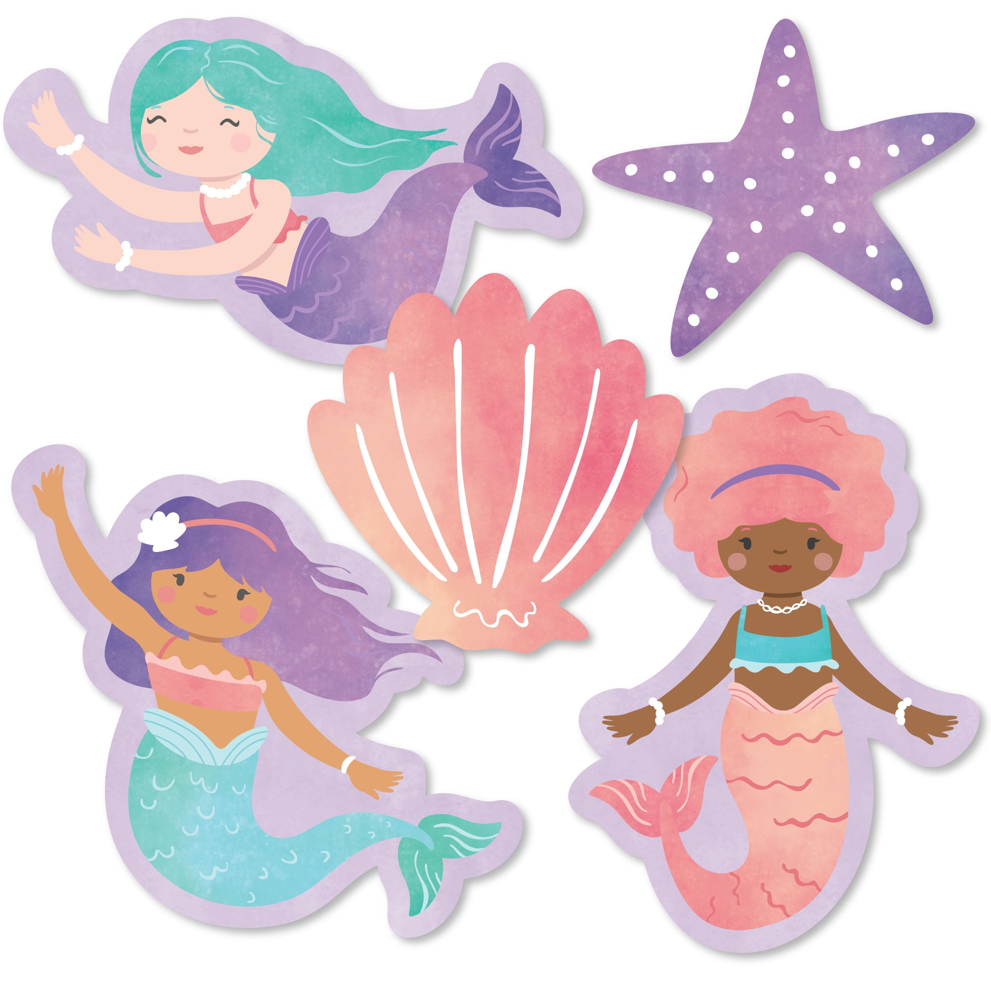 Big Dot of Happiness Mermaid Party Small Paper Cutouts, DIY Birthday ...