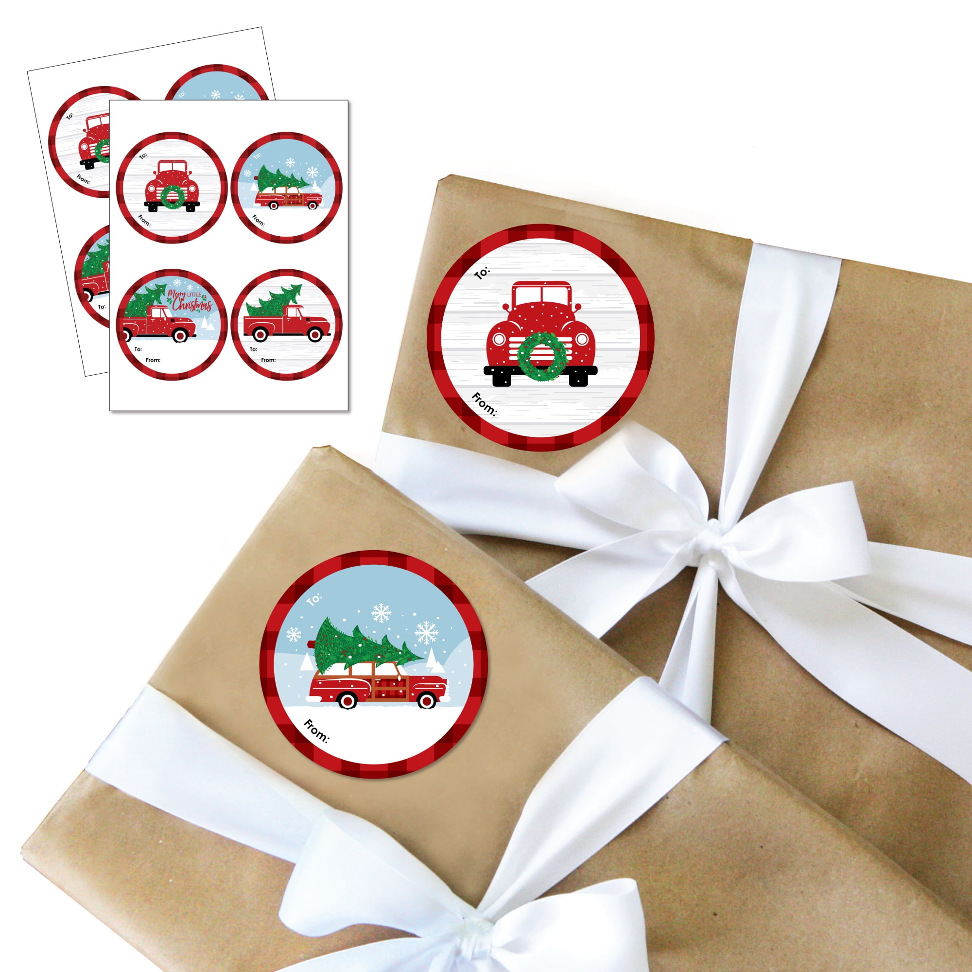Big Dot of Happiness Merry Little Christmas Tree - Round Red Truck and ...