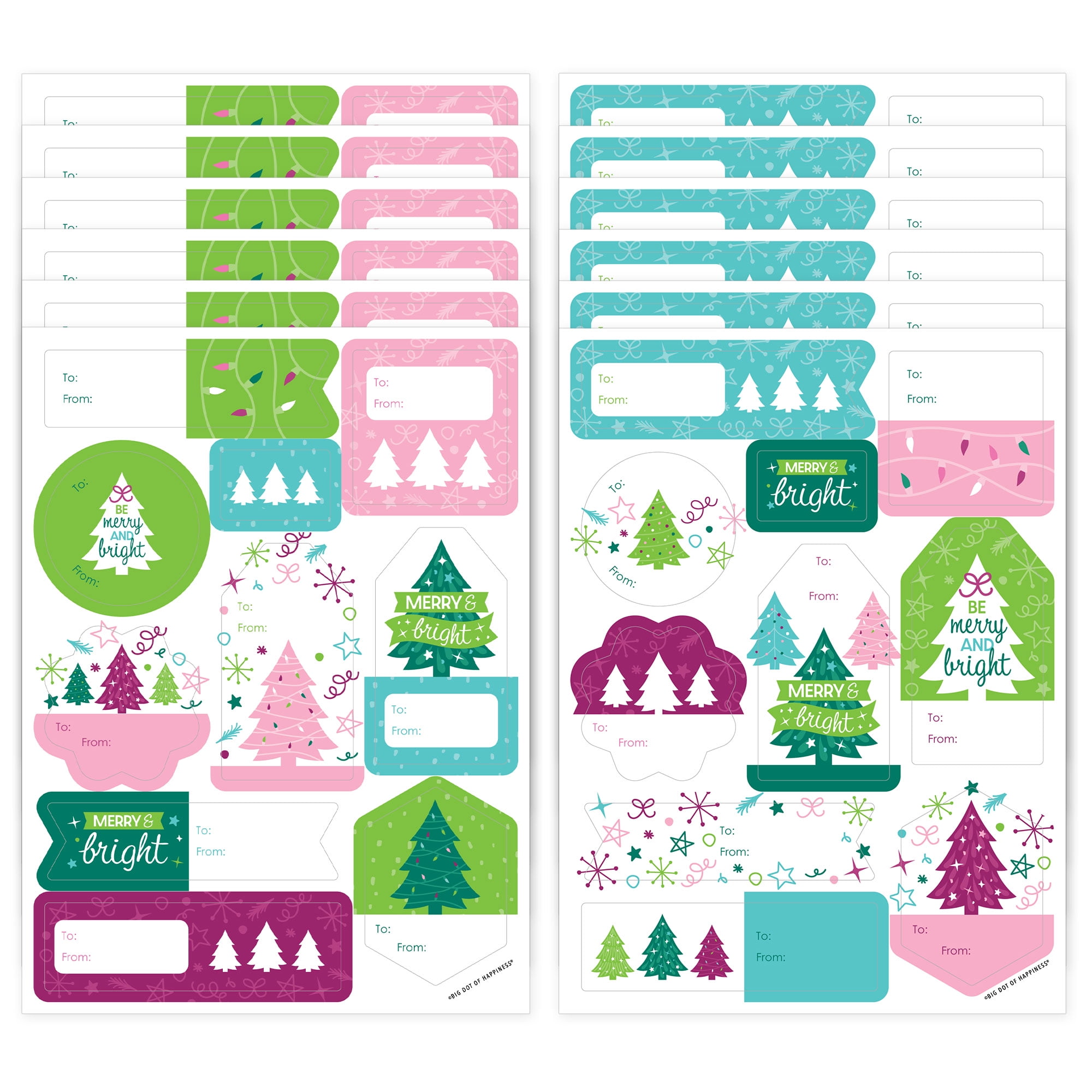Big Dot of Happiness Merry and Bright Trees - Assorted Colorful ...
