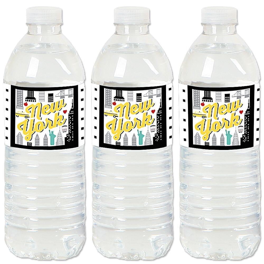 Big Dot of Happiness NYC Cityscape - New York City Party Water Bottle ...