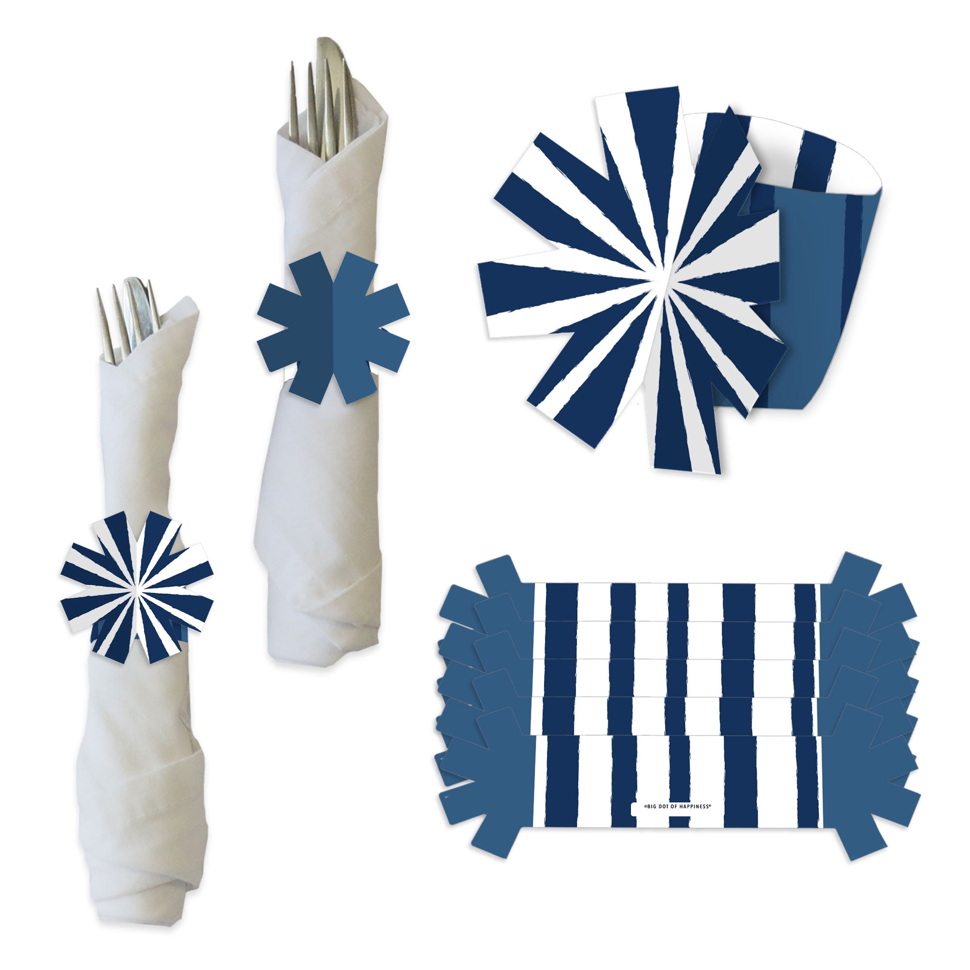 Big Dot of Happiness Navy Stripes - Simple Party Paper Napkin Holder ...