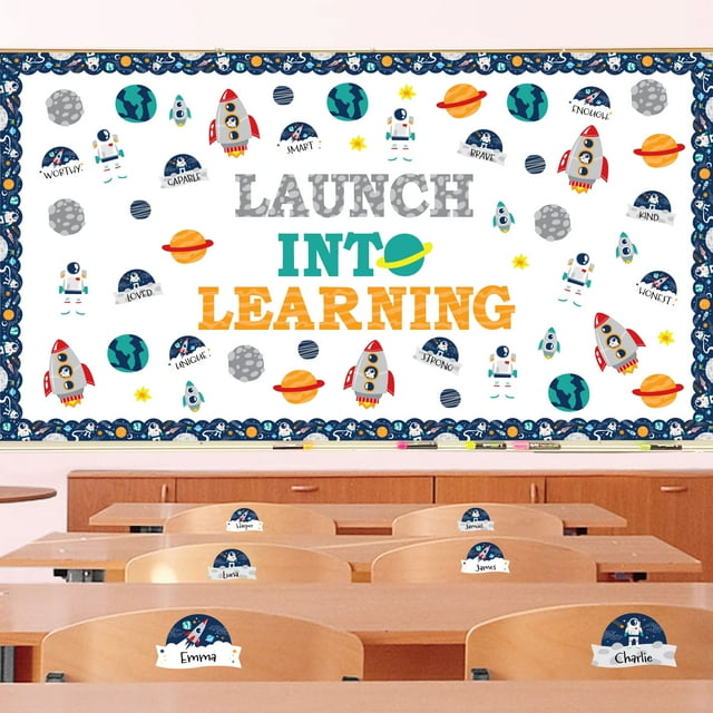 Big Dot of Happiness Outer Space Galaxy School Bulletin Board Set ...