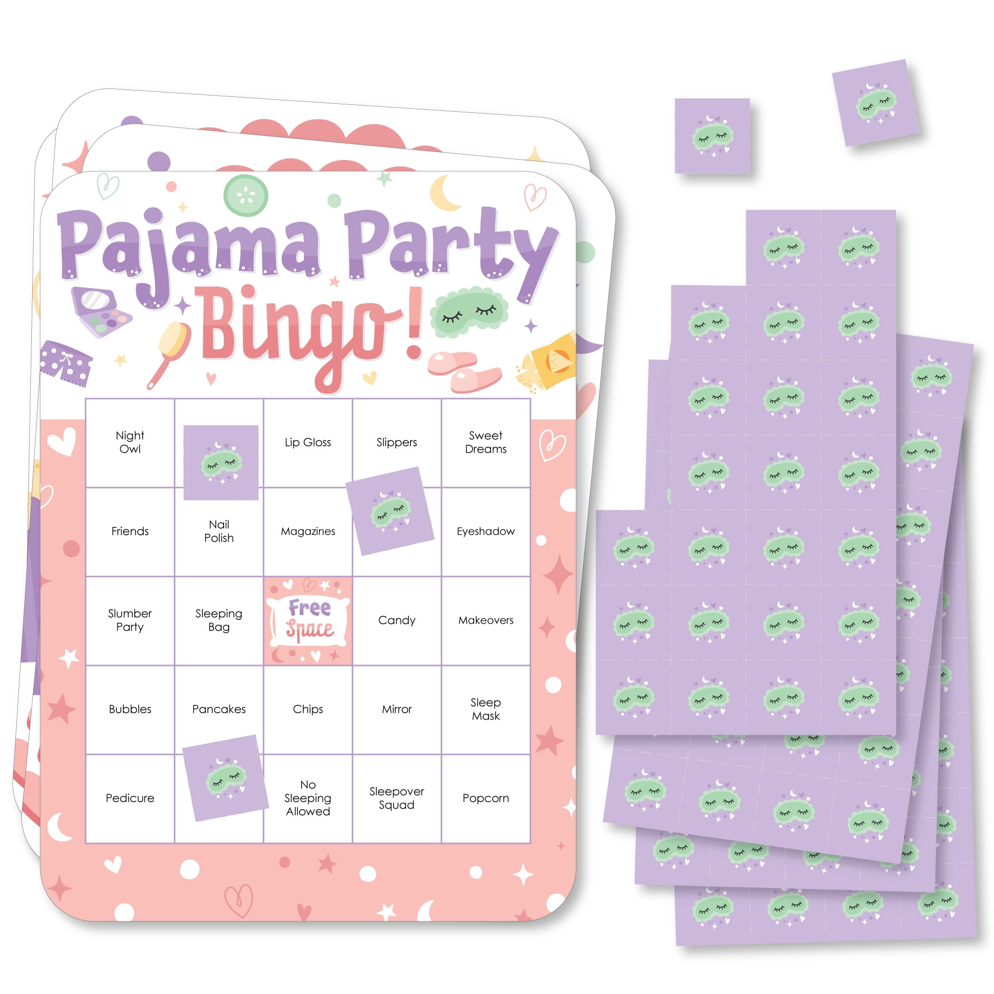 Big Dot of Happiness Pajama Slumber Party - Bingo Cards and Markers ...