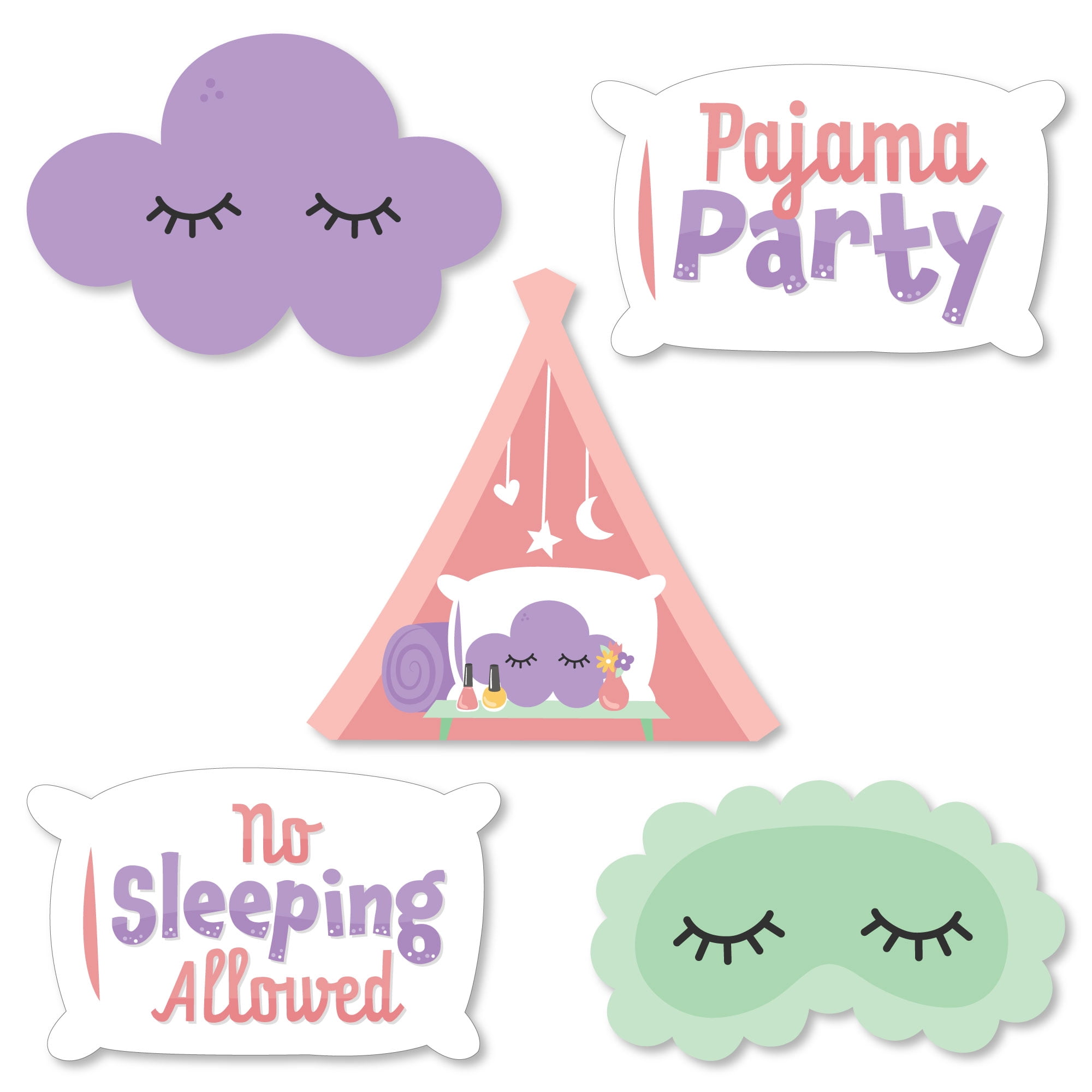 Big Dot of Happiness Pajama Slumber Party - DIY Shaped Girls Sleepover Birthday Party Cut-Outs ...