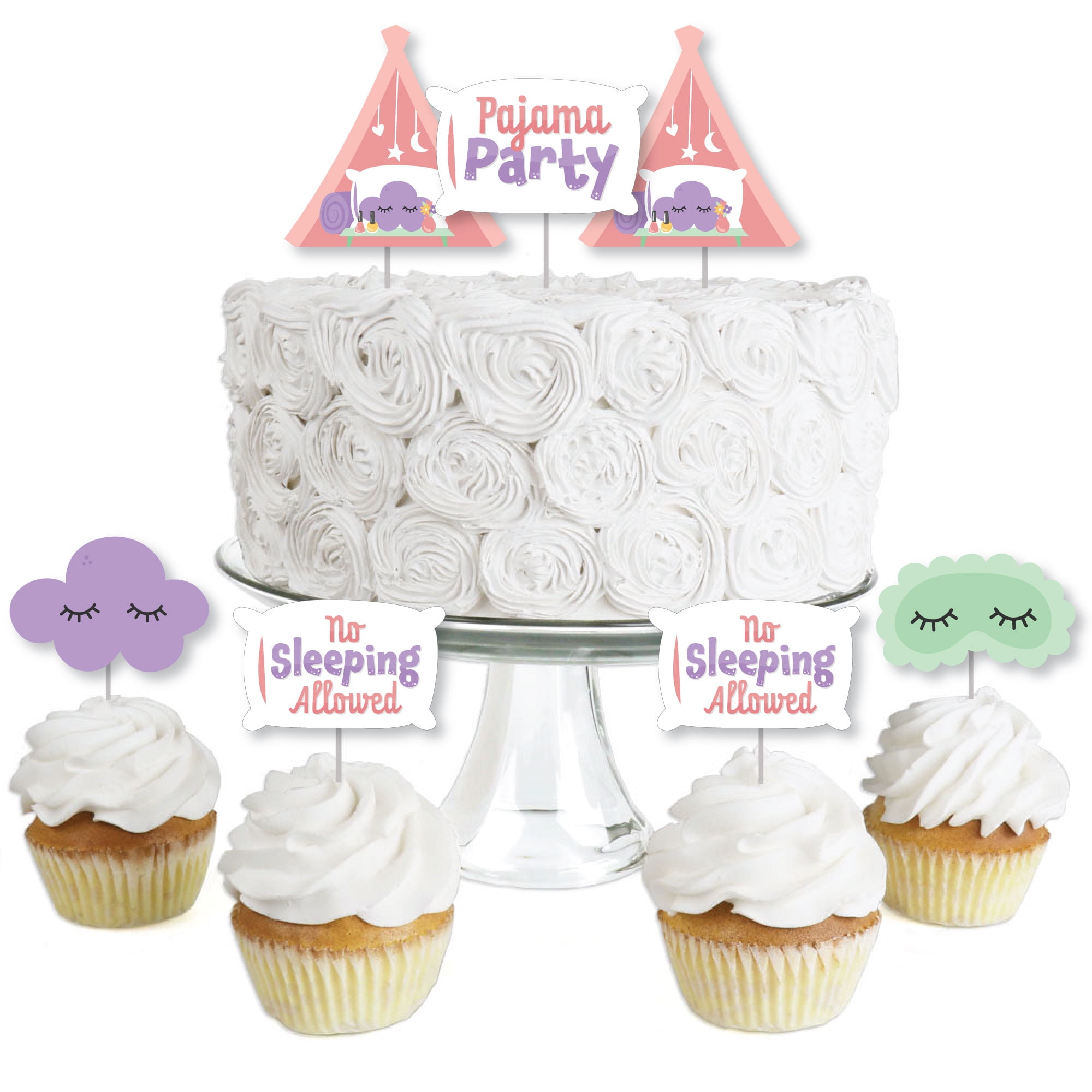 Big Dot of Happiness Pajama Slumber Party - Dessert Cupcake Toppers ...