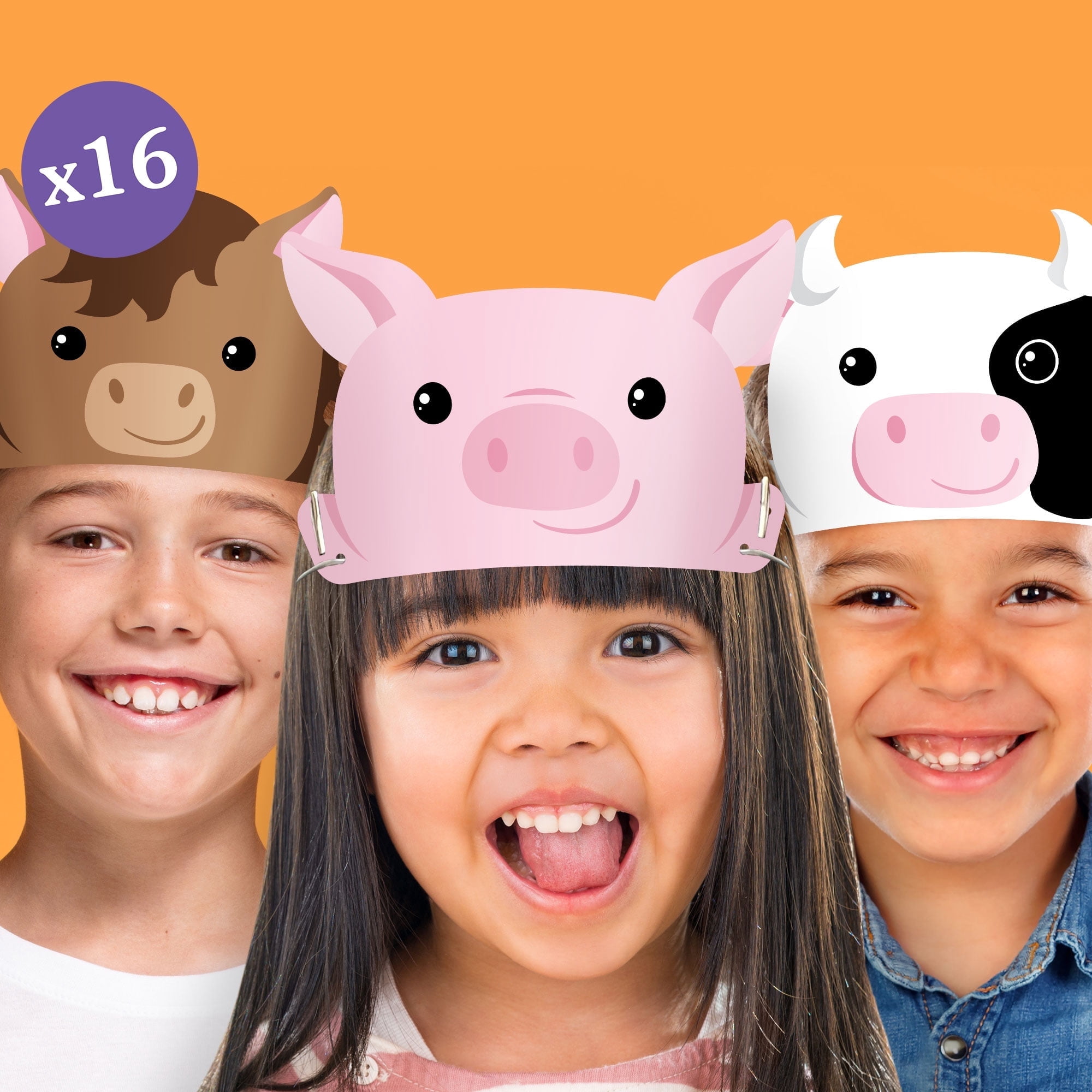 Big Dot of Happiness Paper Farm Animal Headbands, Barnyard Party Crowns ...