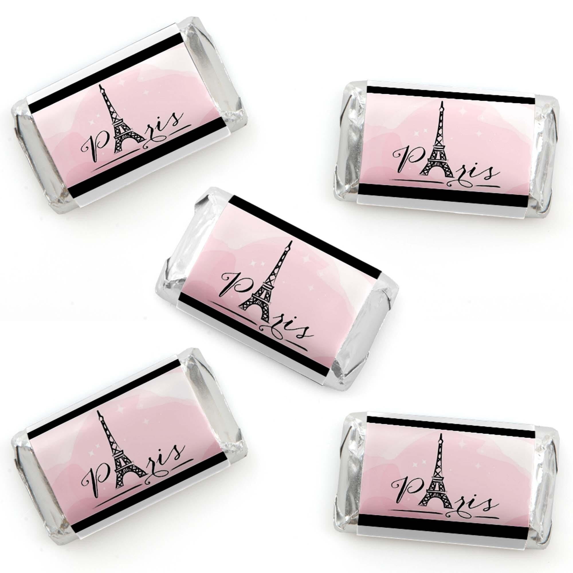 Big Dot of Happiness Paris, Ooh La La - Mini Candy Bar Wrapper Stickers ...