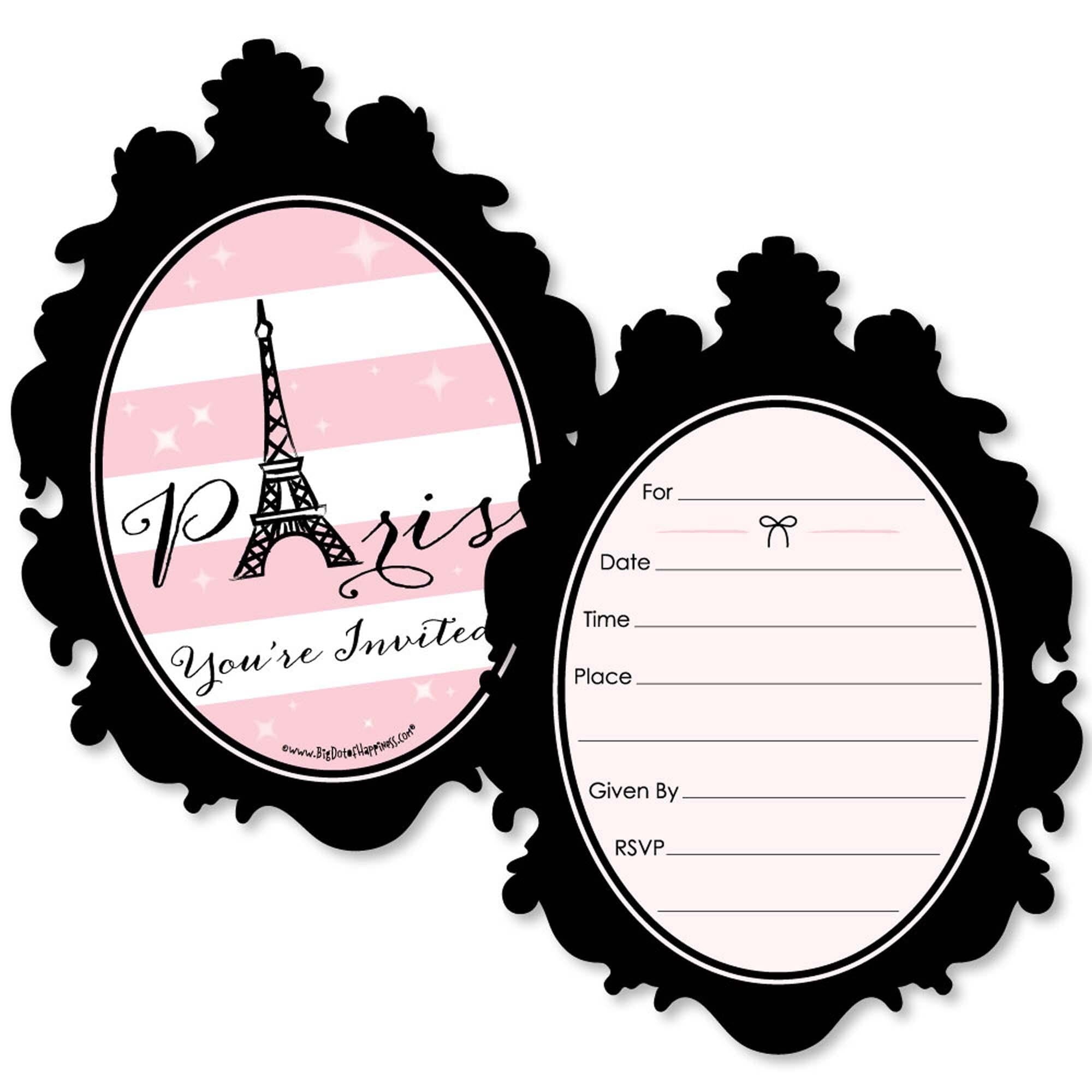Big Dot of Happiness Paris, Ooh La La - Shaped Invites - Birthday Paris ...