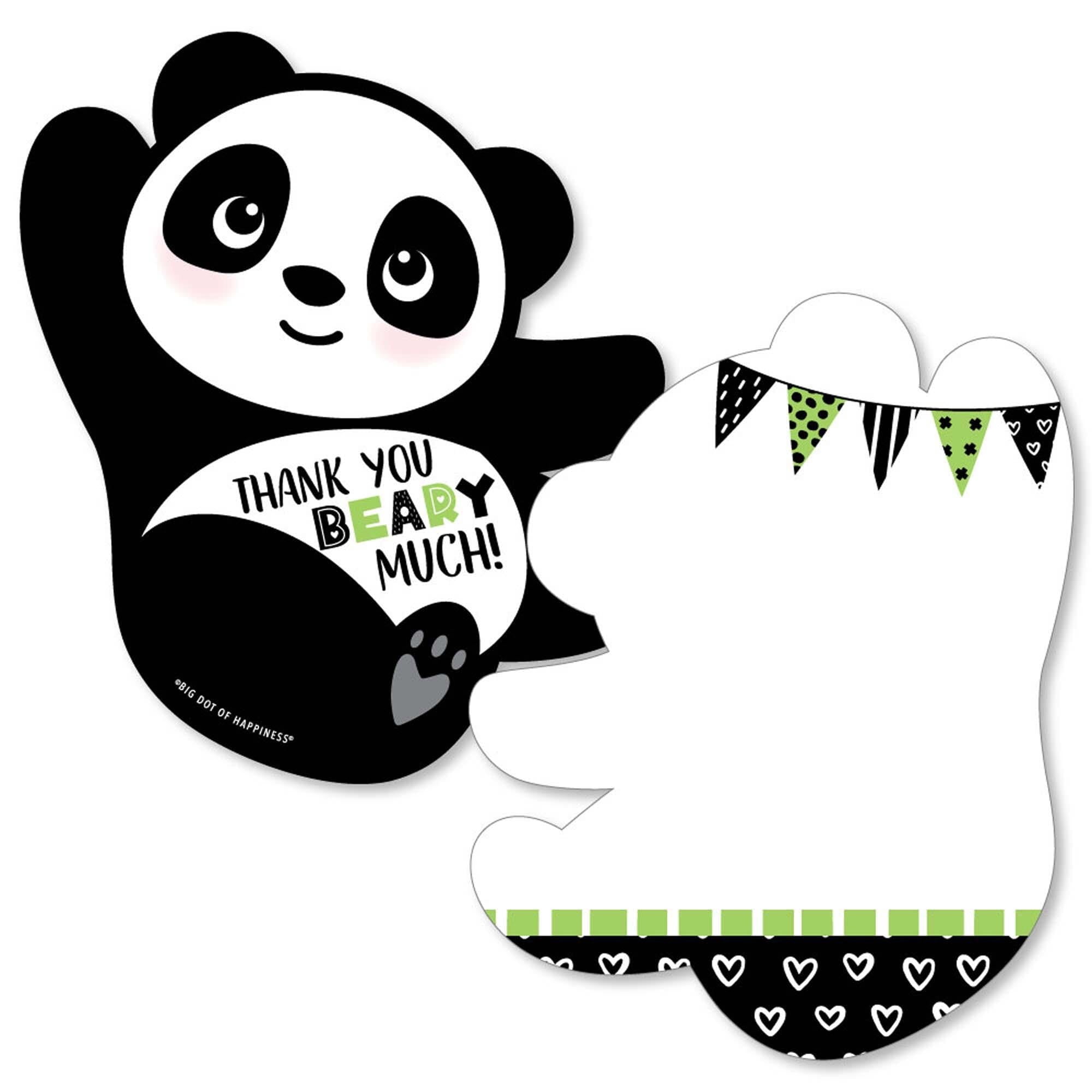 Big Dot of Happiness Party Like a Panda Bear - Shaped Thank You Cards ...
