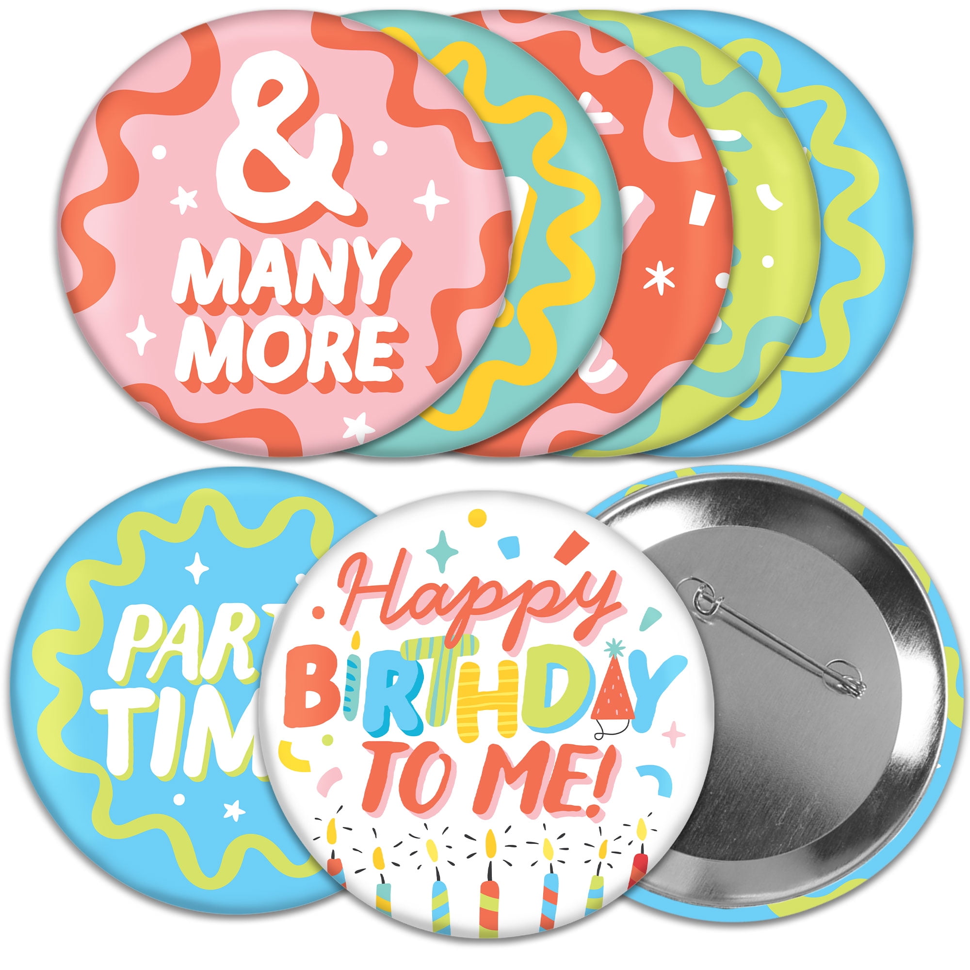 Big Dot of Happiness Party Time - 3 inch Happy Birthday Party Badge ...
