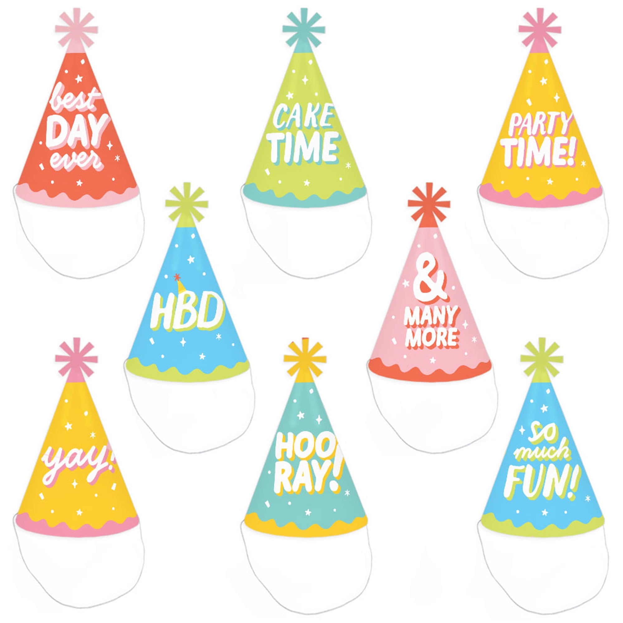 Big Dot of Happiness Party Time - Cone Happy Birthday Party Hats for ...