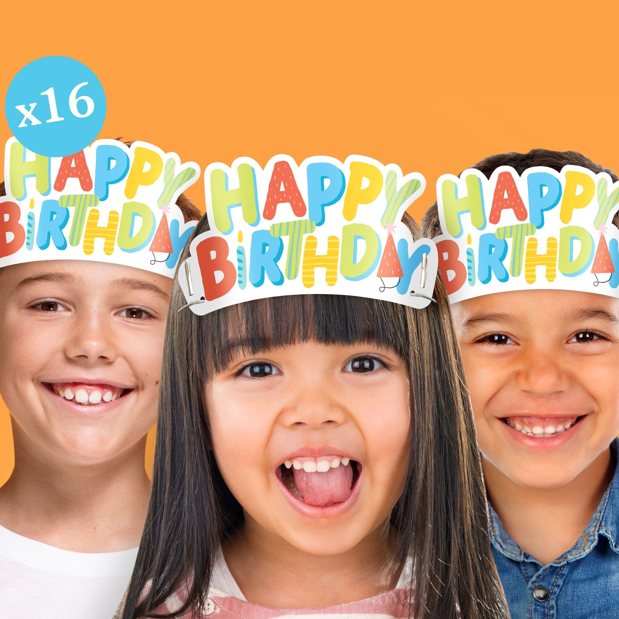 Big Dot of Happiness Party Time Happy Birthday Paper Crowns, Colorful ...