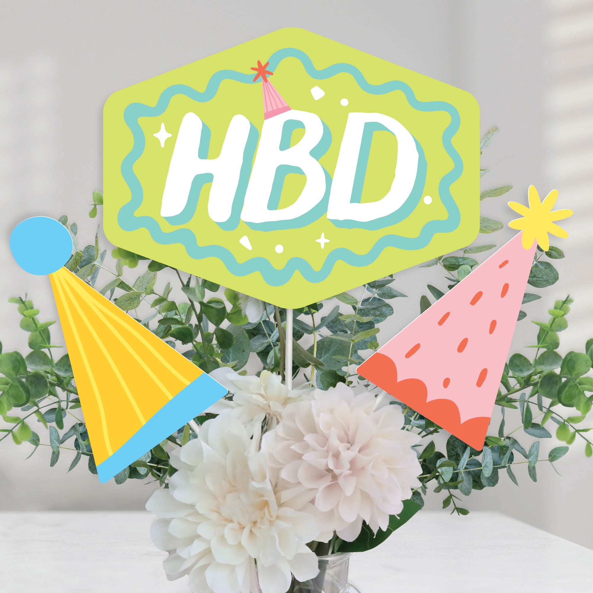 Big Dot of Happiness Party Time - Happy Birthday Party Centerpiece ...