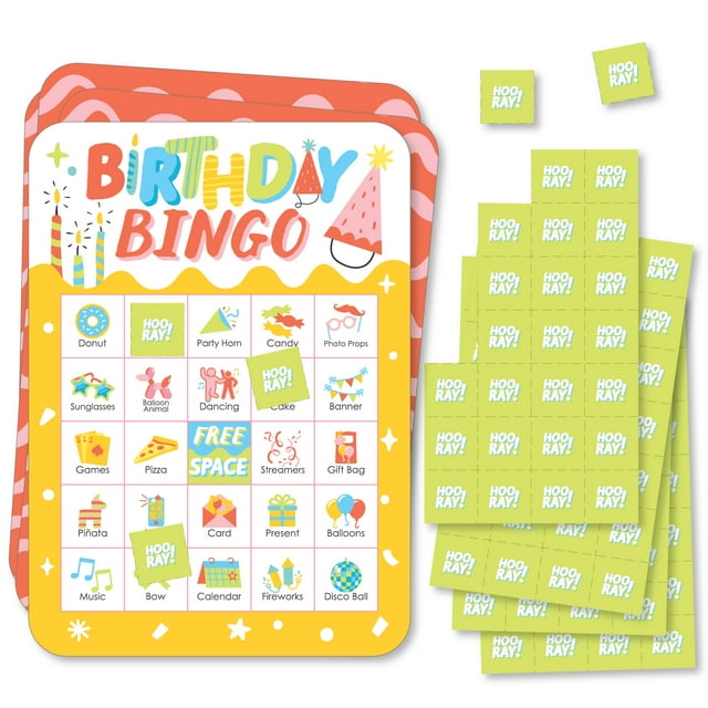 Big Dot of Happiness Party Time - Picture Bingo Cards and Markers - Happy Birthday Party Bingo ...