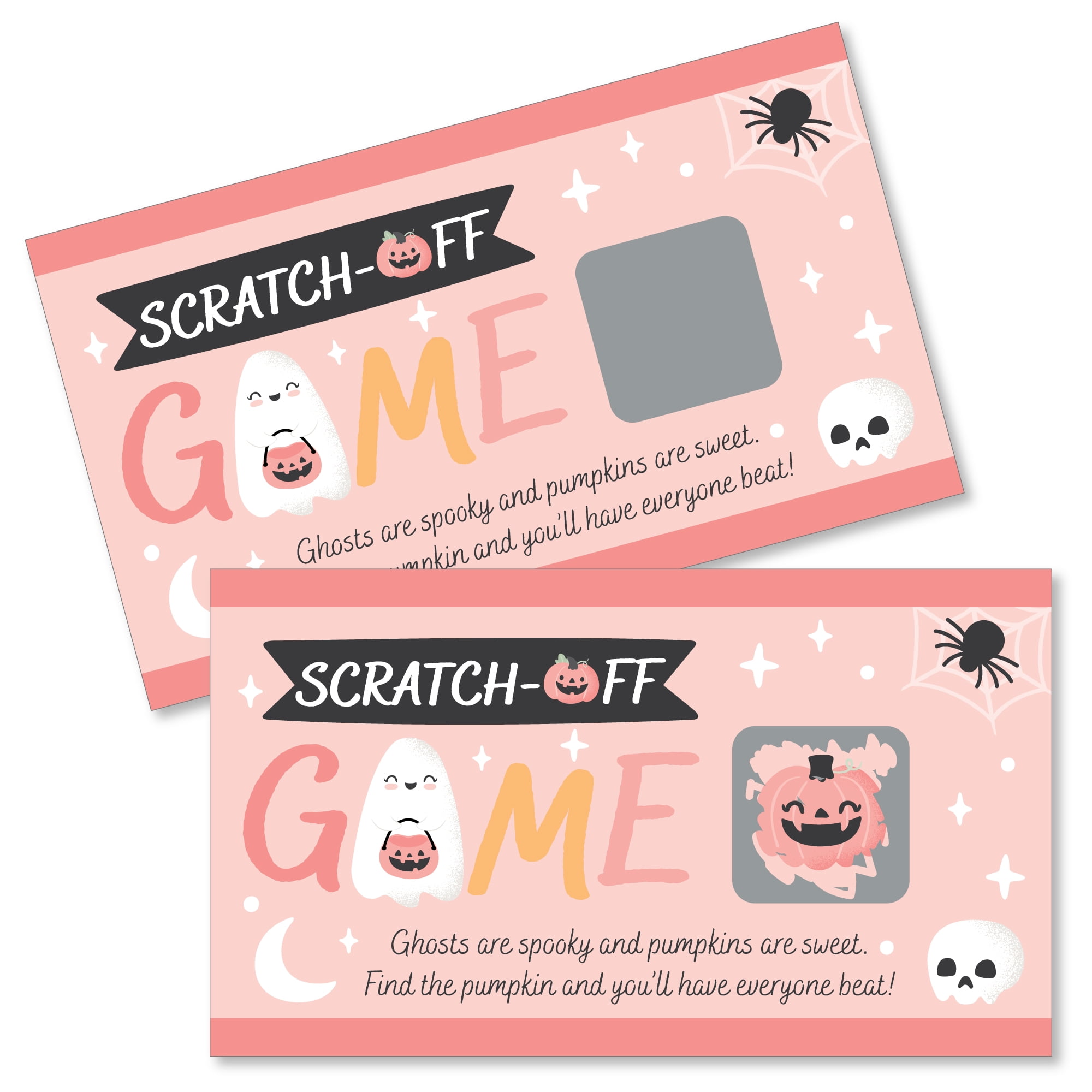 Big Dot of Happiness Pastel Halloween - Pink Pumpkin Party Game Scratch ...