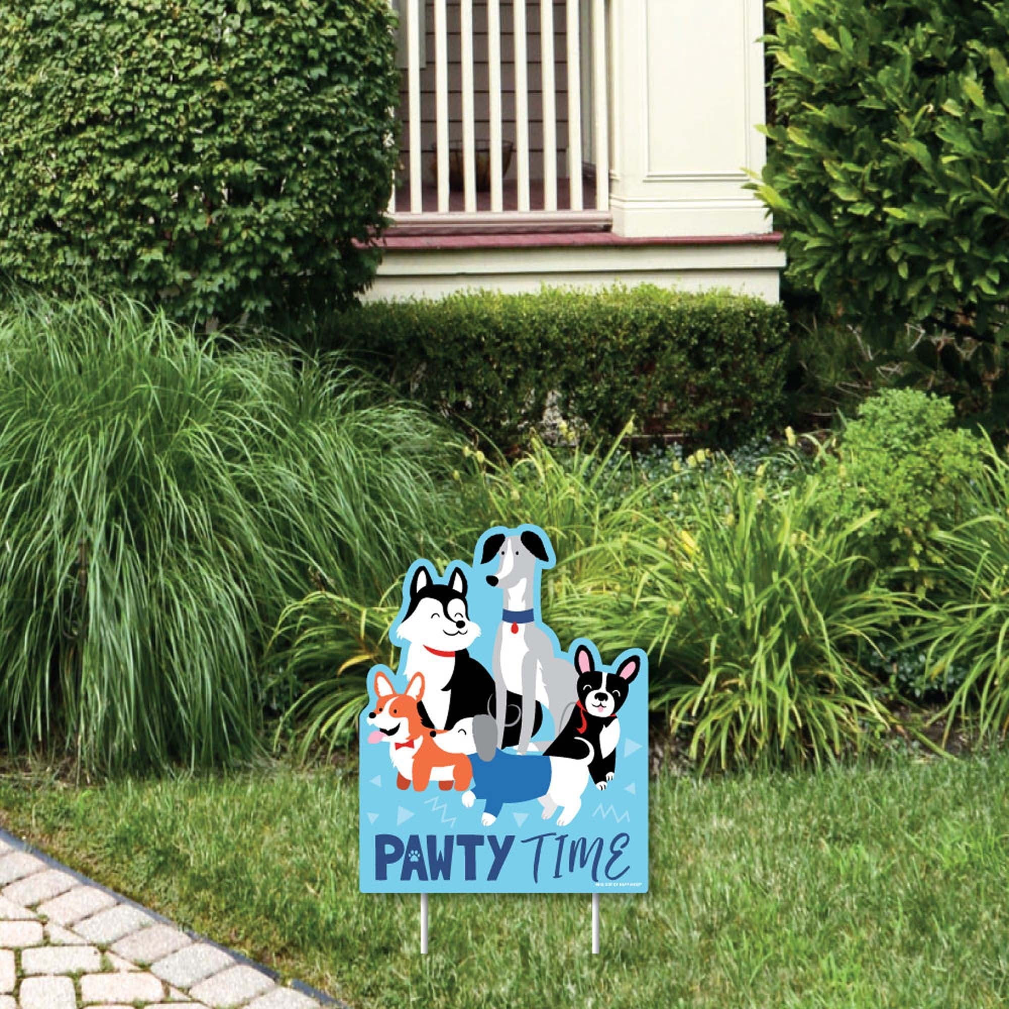 Big Dot of Happiness Pawty Like a Puppy - Outdoor Lawn Sign - Dog Baby ...