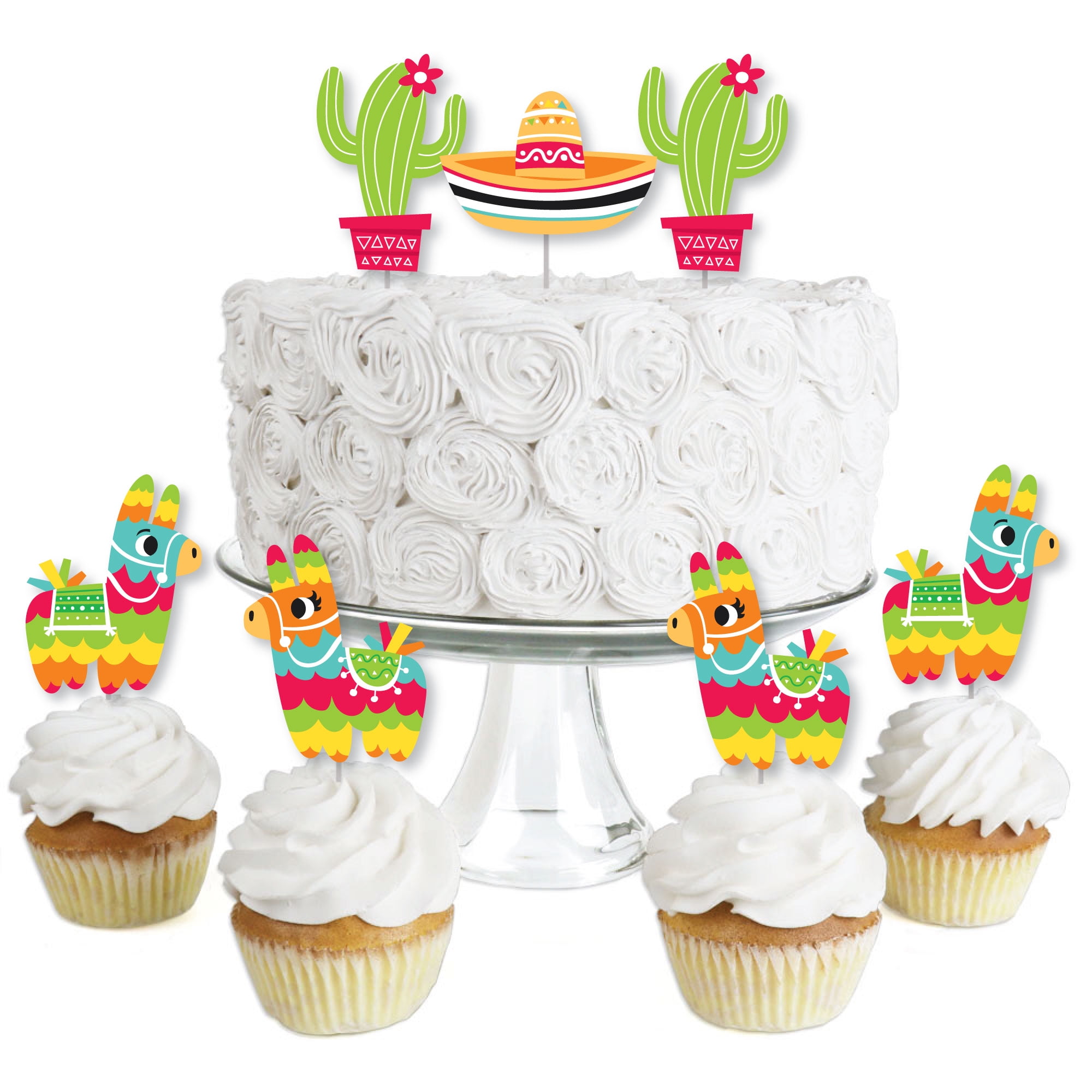 Big Dot of Happiness Pinata Party - Dessert Cupcake Toppers - Colorful ...