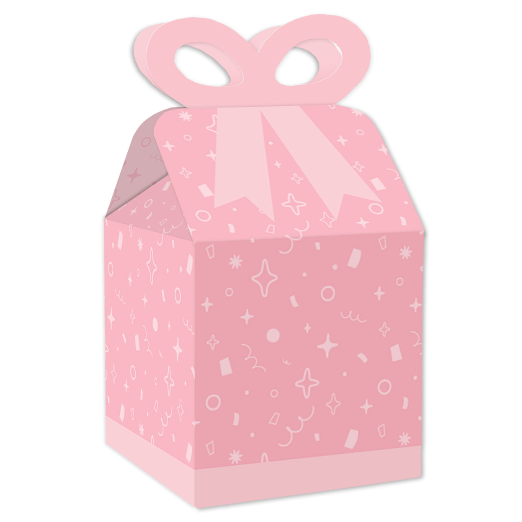 Big Dot of Happiness Pink Confetti Stars - Square Favor Gift Boxes ...