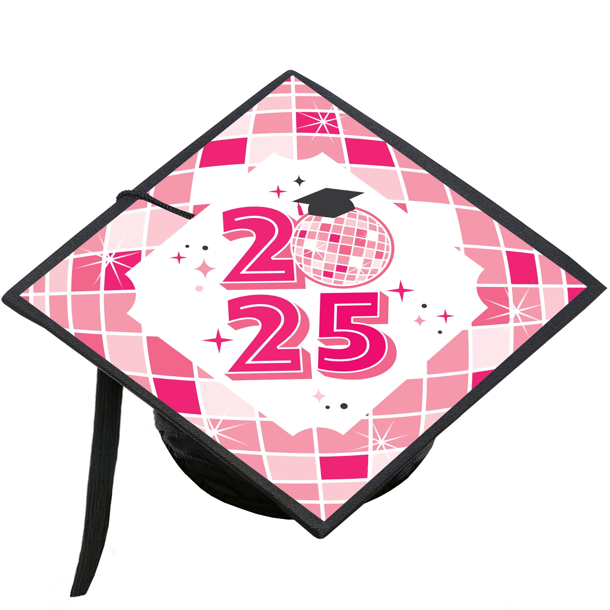 Big Dot of Happiness Pink Disco Ball - 2025 Graduation Cap Decorations ...