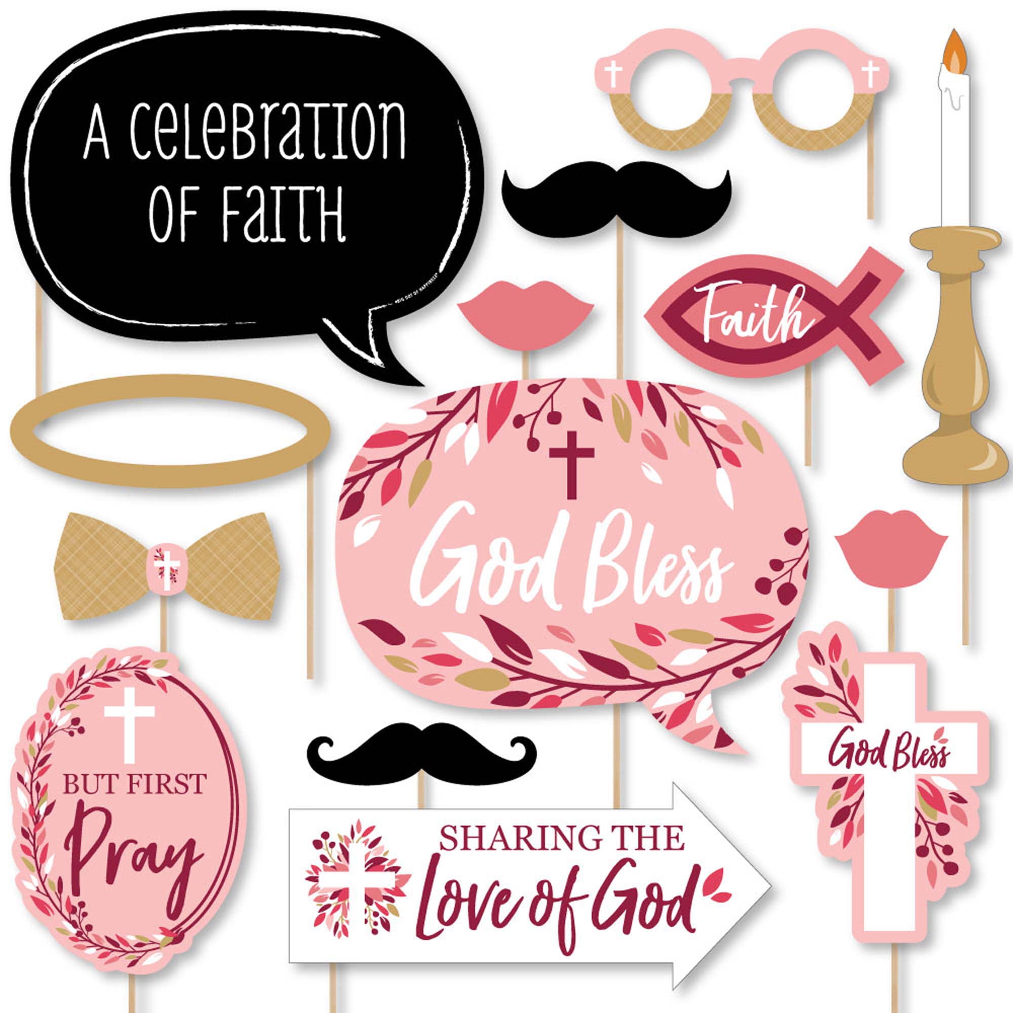 Big Dot of Happiness Pink Elegant Cross - Girl Religious Party Photo ...